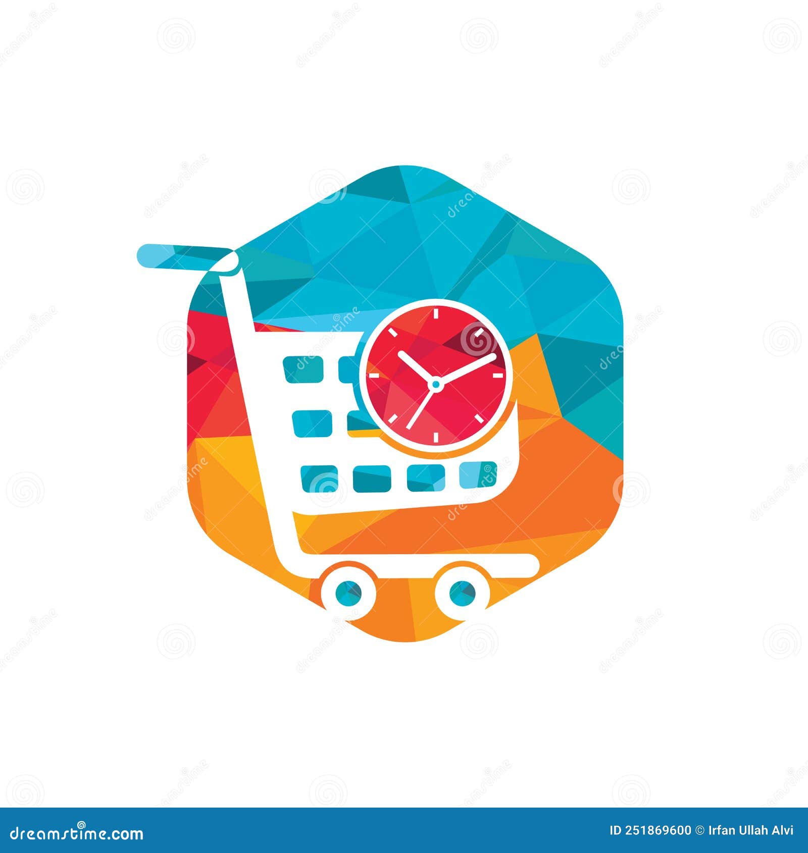 Shopping Time Vector Logo Design Template. Stock Vector - Illustration ...
