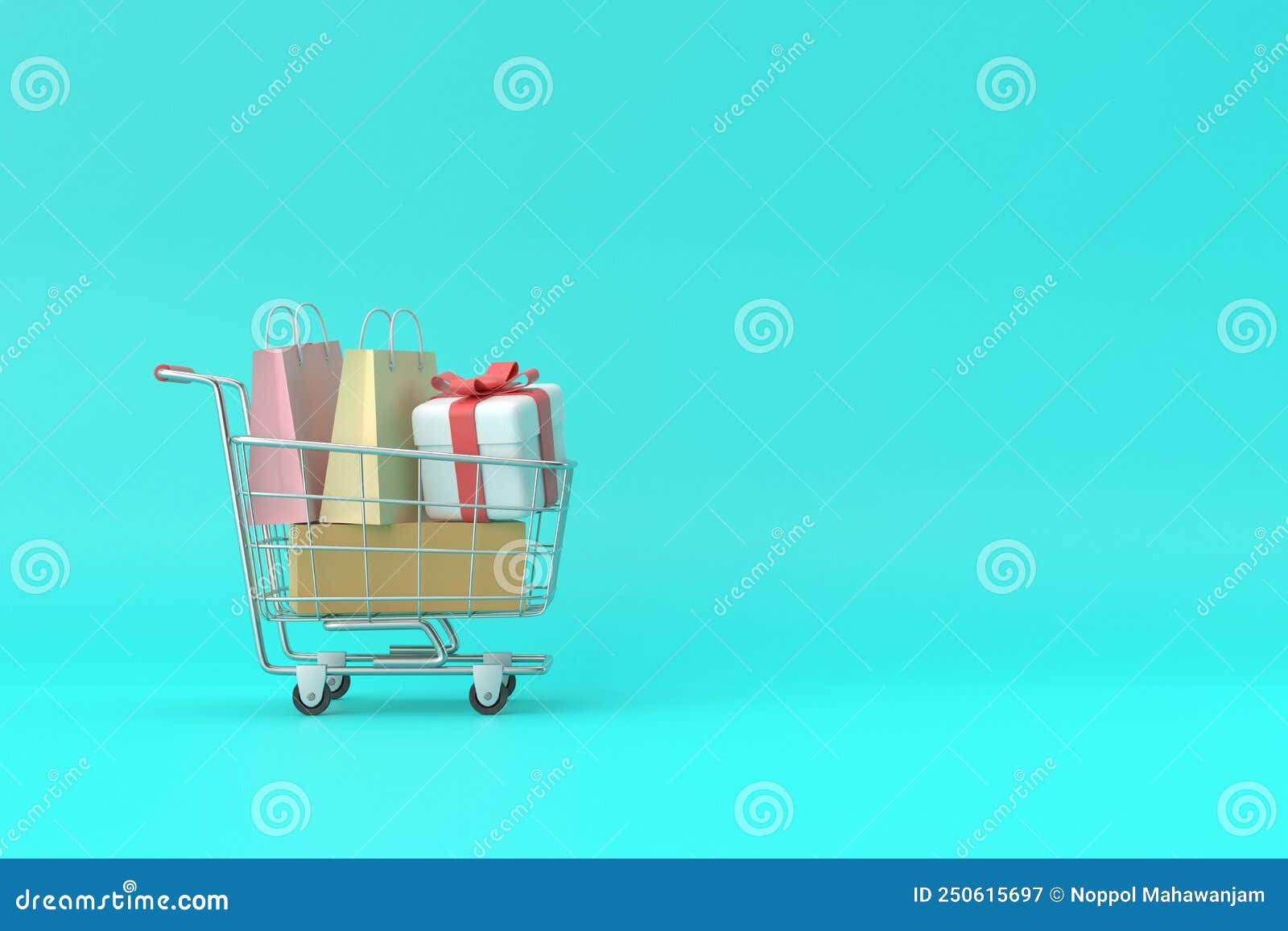 Shopping Cart Banner Design. 3D Rendering Stock Illustration ...