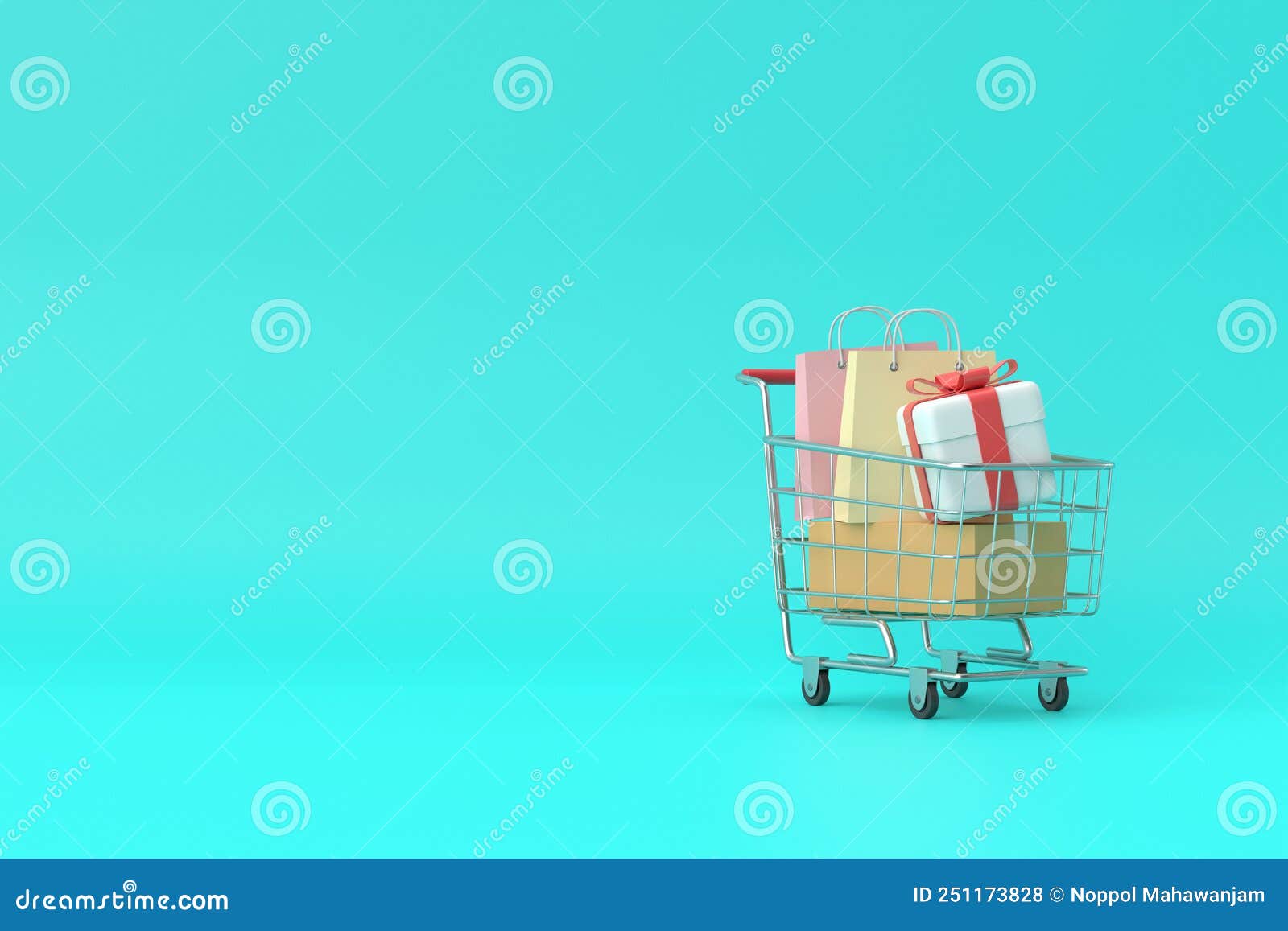 Shopping Cart Banner Design. 3D Rendering Stock Illustration ...