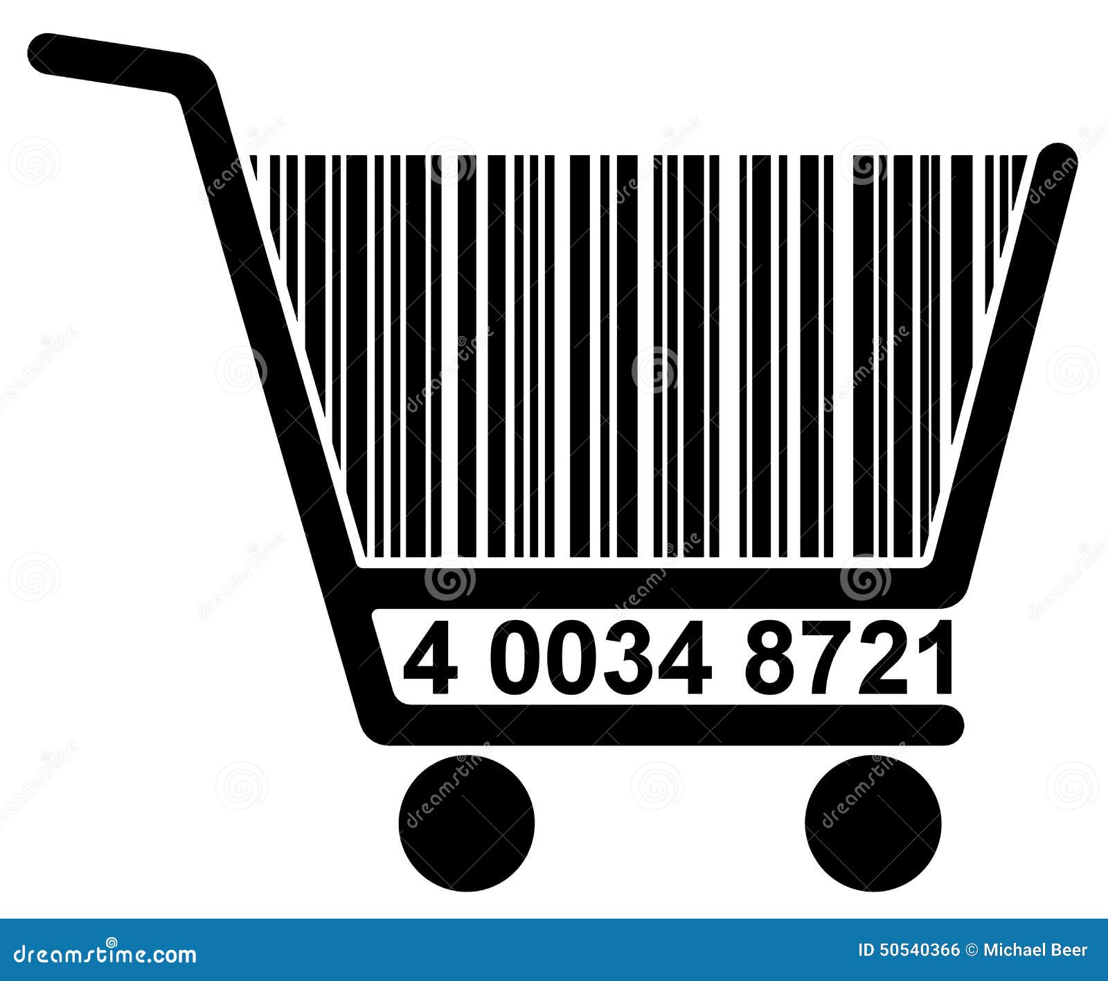 Shopping cart with barcode stock illustration. Illustration of ...