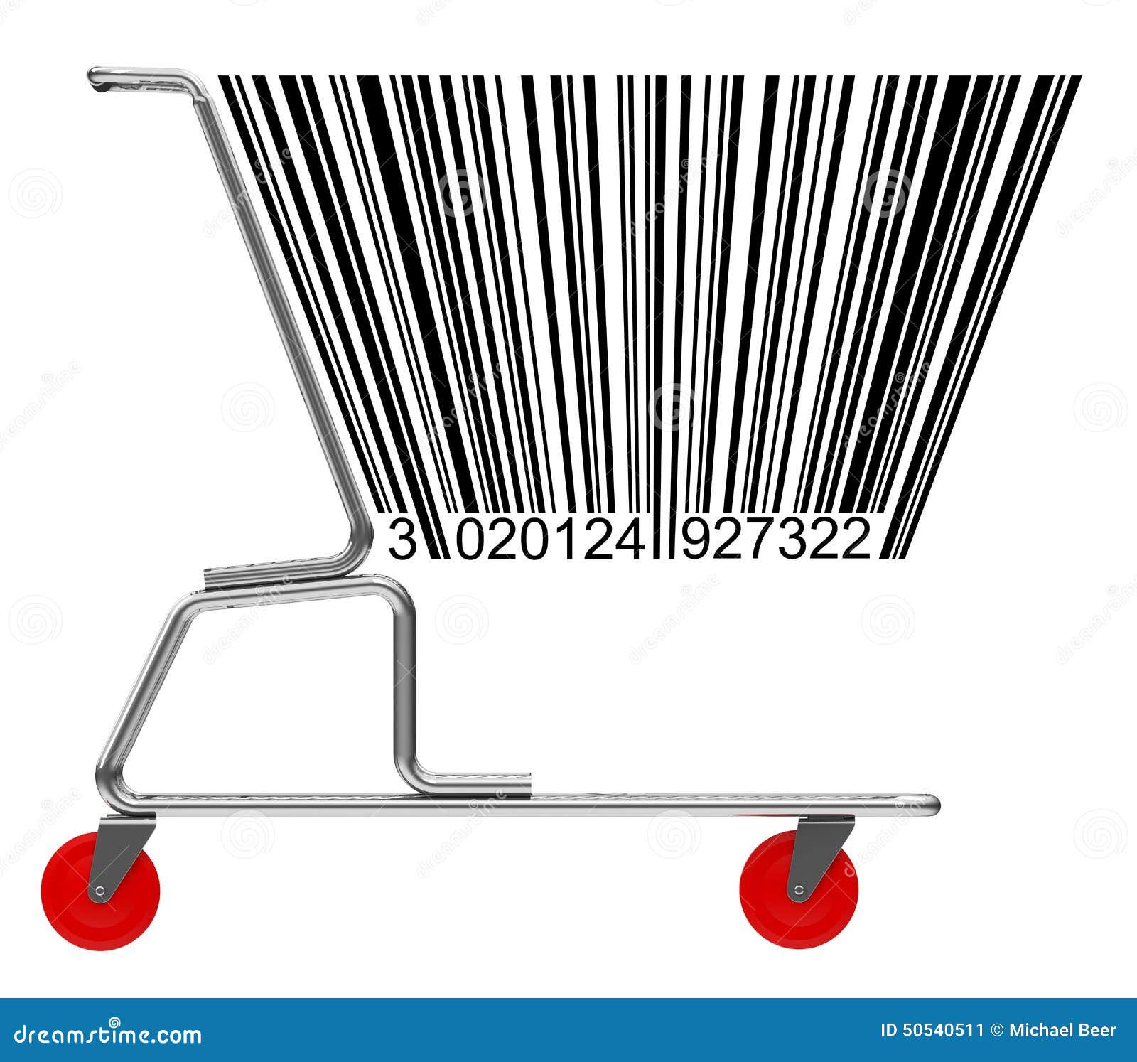 Shopping cart with barcode stock illustration. Illustration of discount ...