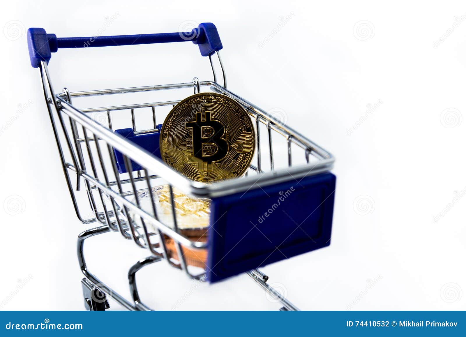 Shopping cart with bitcoin stock photo. Image of holding - 74410532