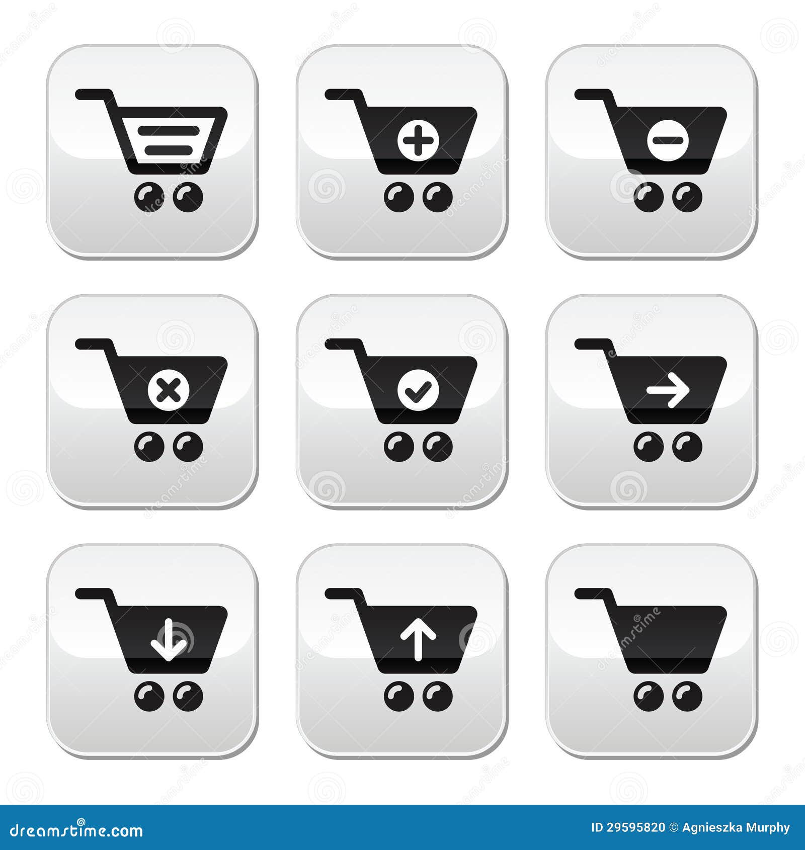 Shopping cart buttons set stock illustration. Illustration of buying ...