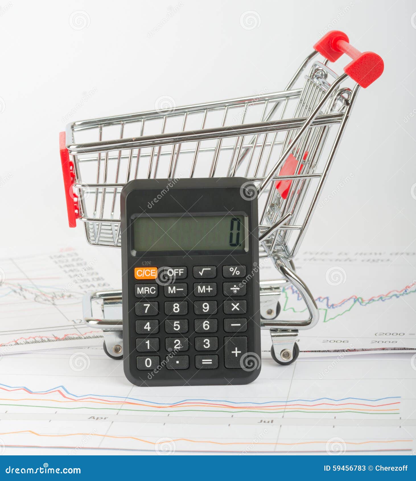 Shopping Cart with Calculator, Close Up View Stock Image - Image of ...