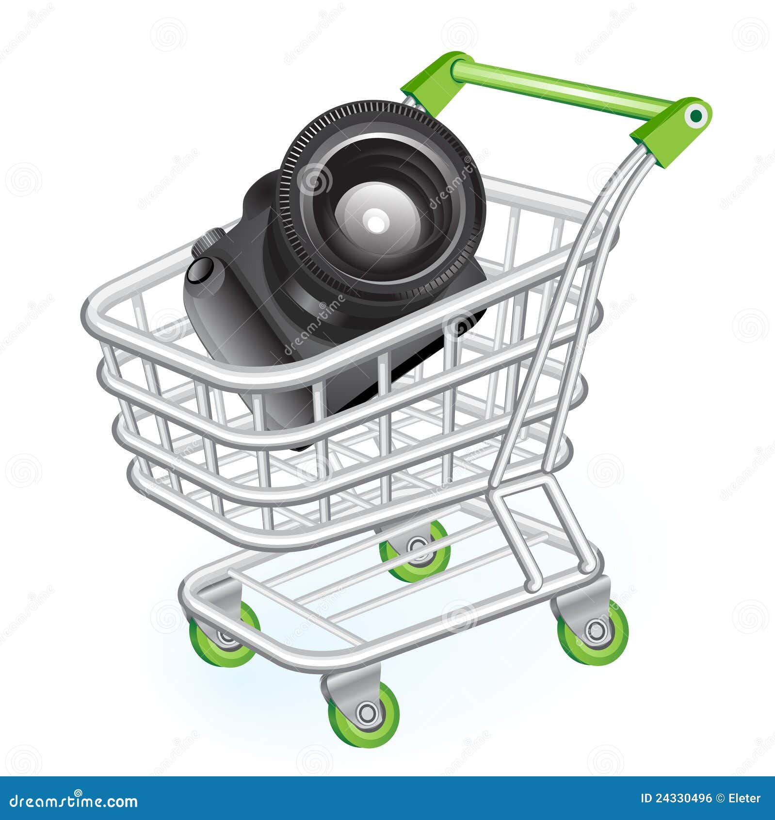 Shopping cart with camera stock vector. Illustration of photocamera ...