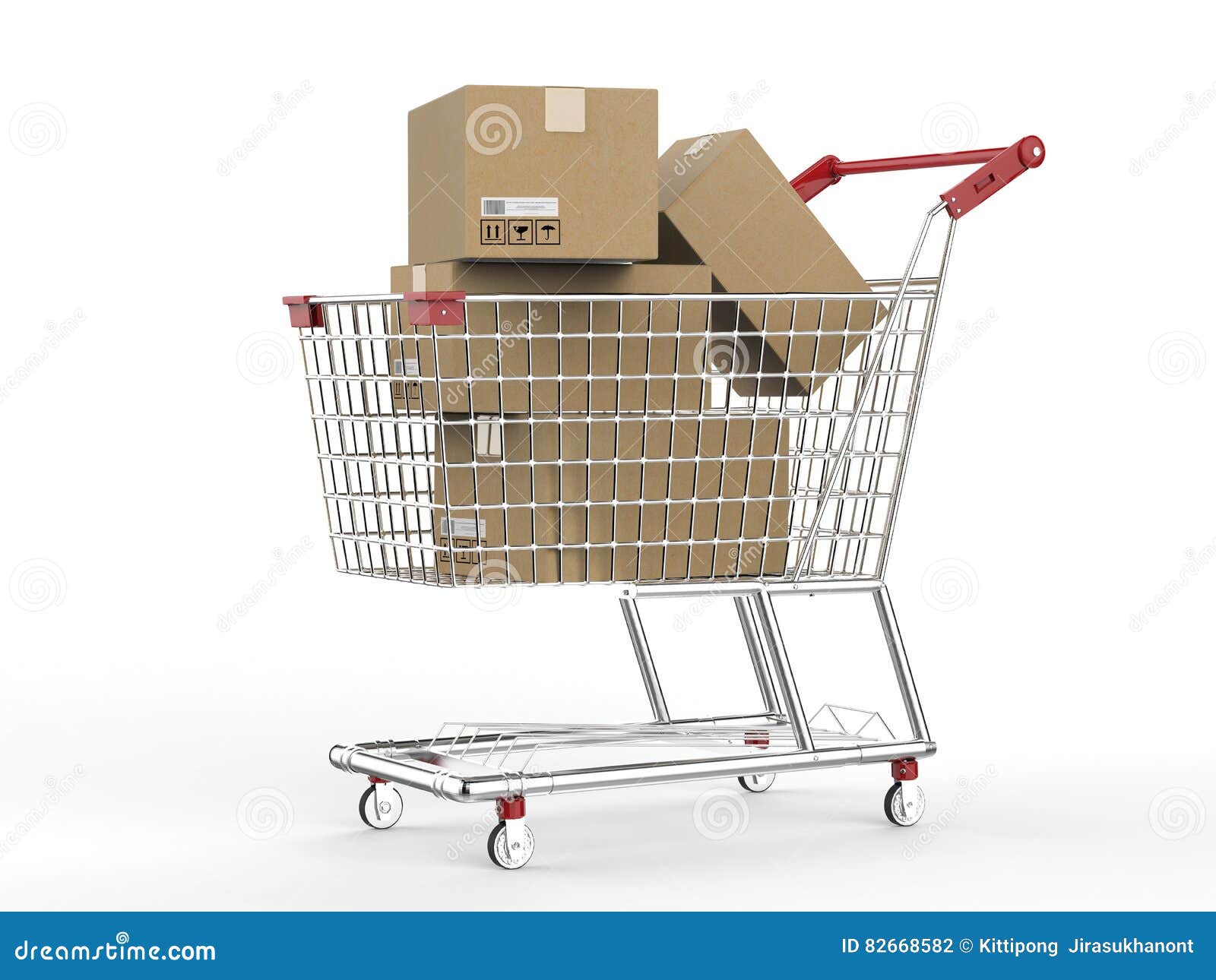 Shopping Cart with Carton Boxes Stock Illustration - Illustration of ...