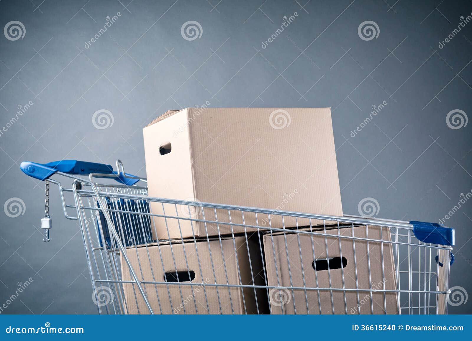 Shopping Cart With Carton Boxes Stock Photo - Image of push, container ...