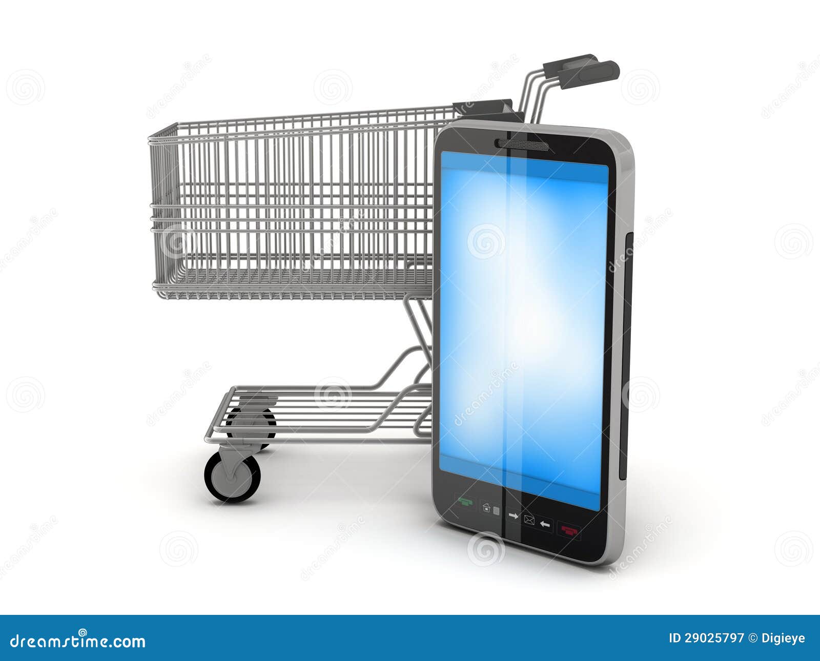 Shopping Cart and Cell Phone Stock Illustration - Illustration of ...