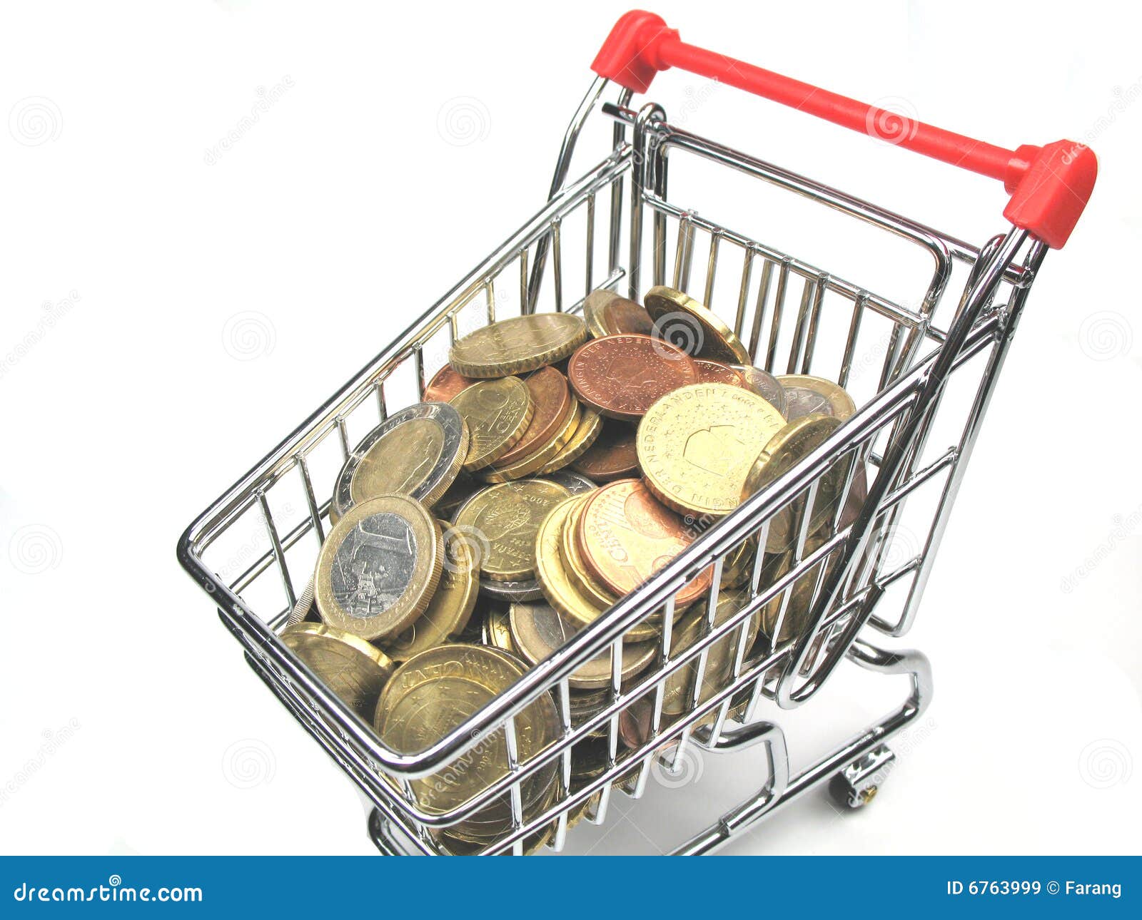 Shopping cart with coins stock image. Image of collect - 6763999