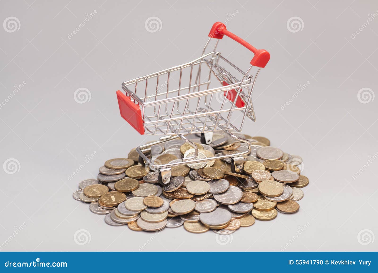 Shopping cart with coins stock photo. Image of money - 55941790