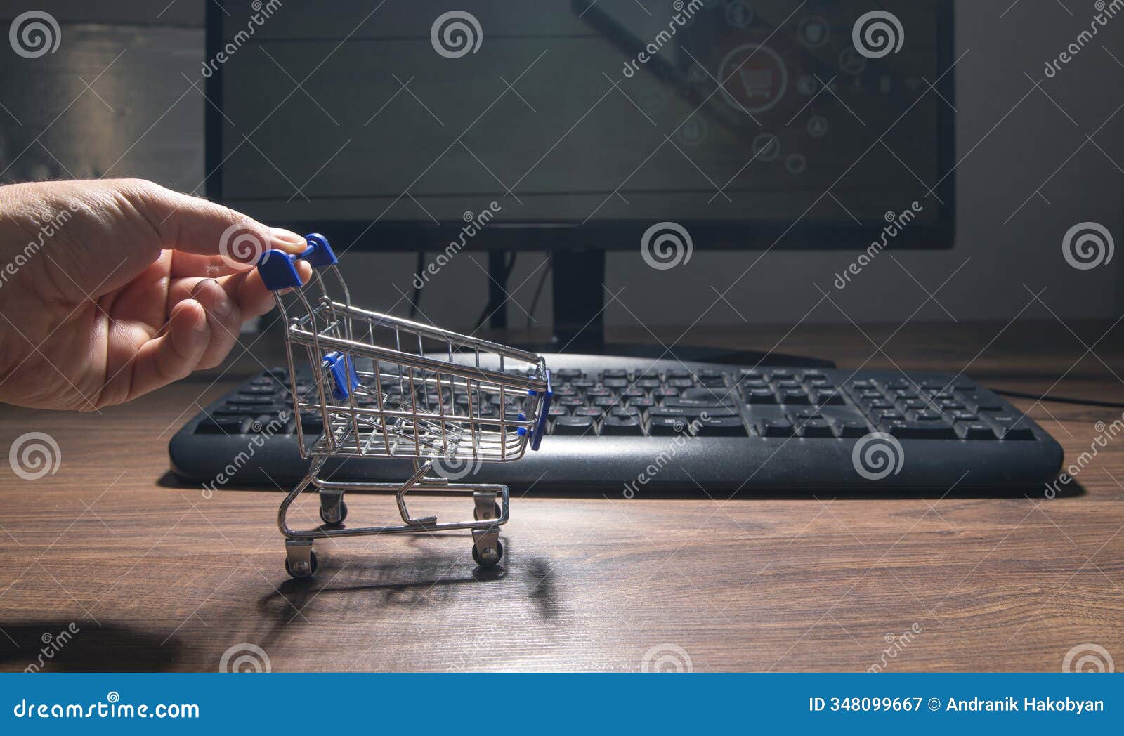 Shopping Cart with a Computer Keyboard. Online Shopping Stock ...