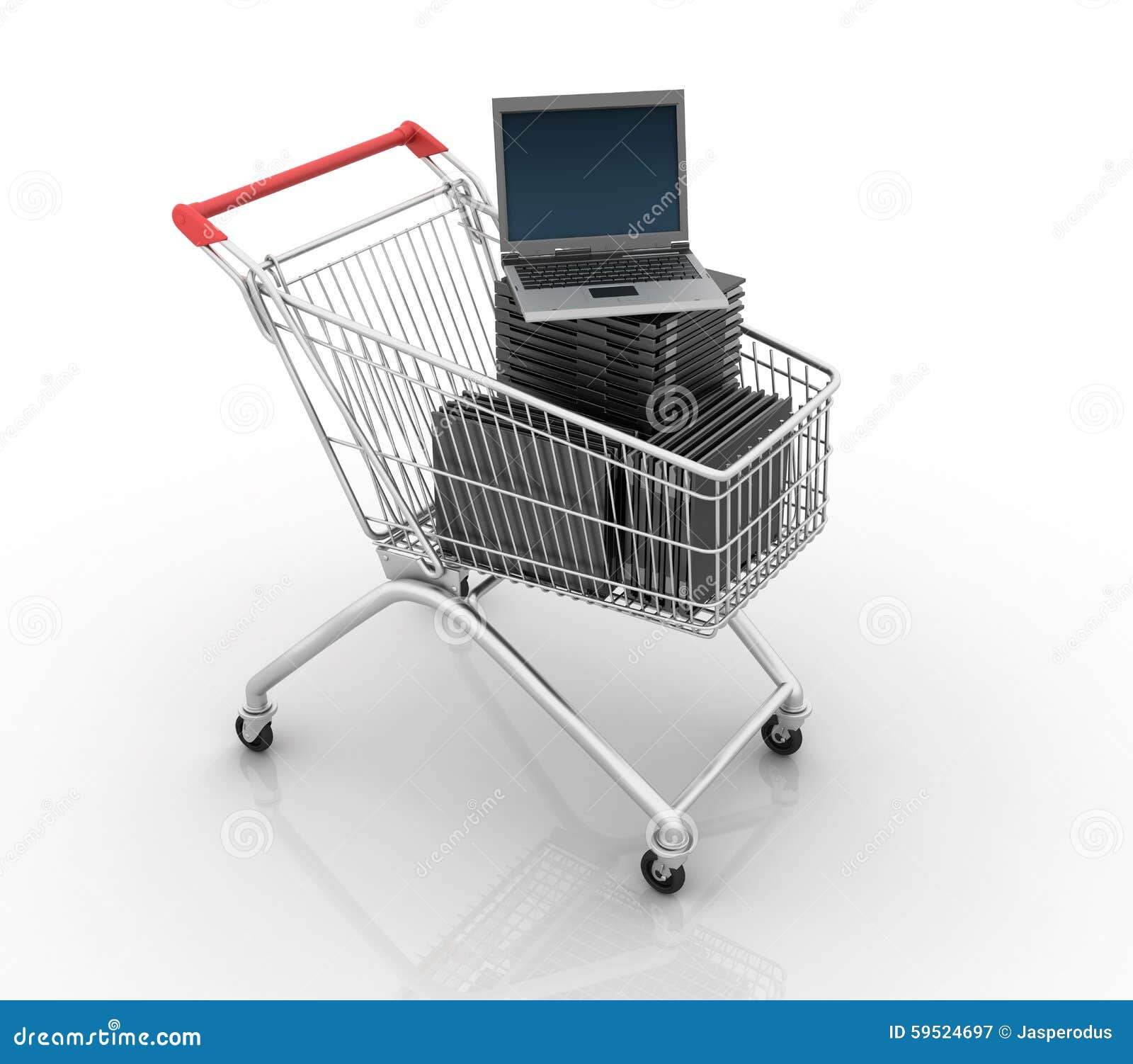 Shopping Cart with Computer Laptops Stock Illustration - Illustration ...