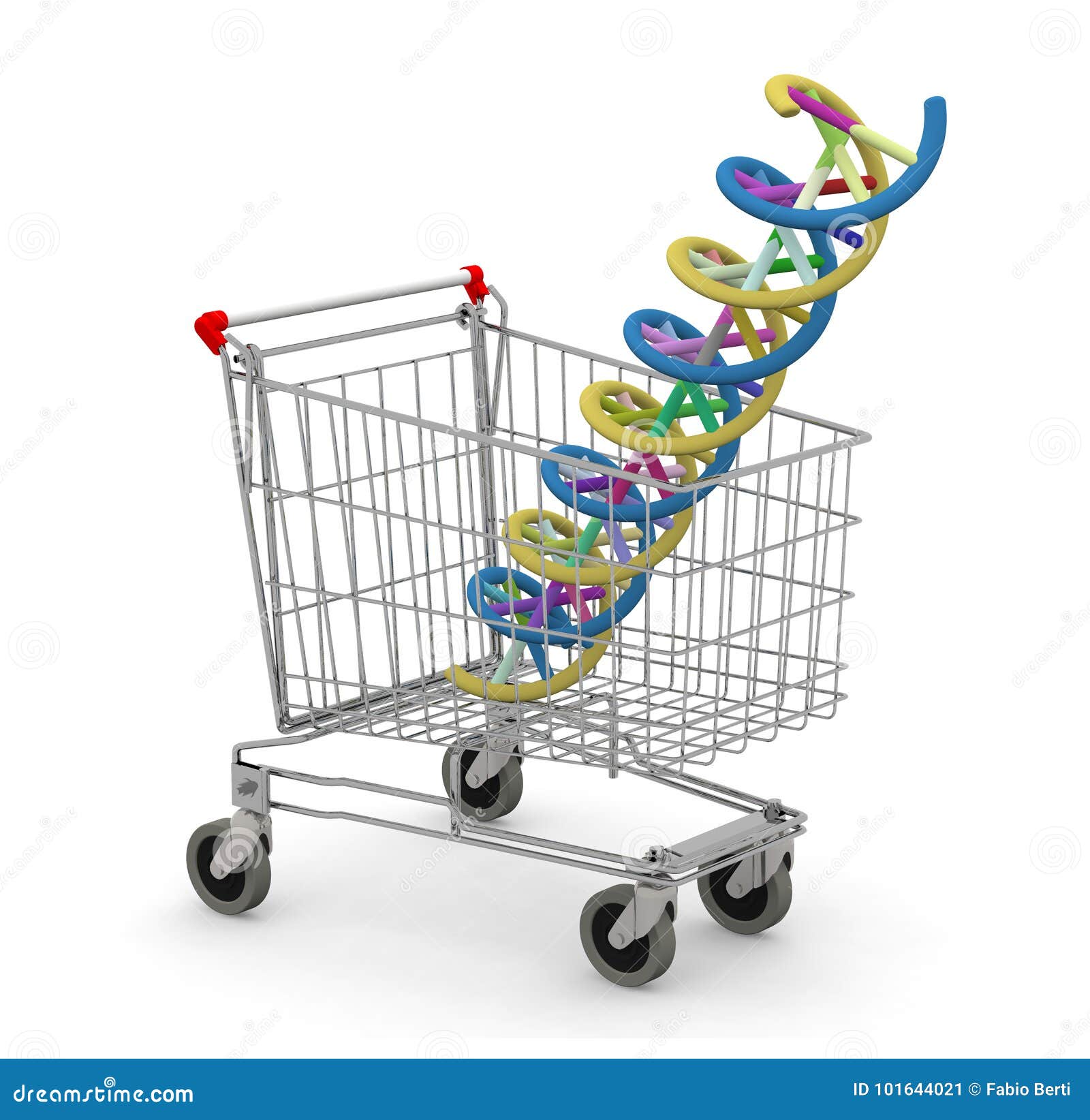 Shopping Cart with Dna Molecule Inside Stock Illustration ...