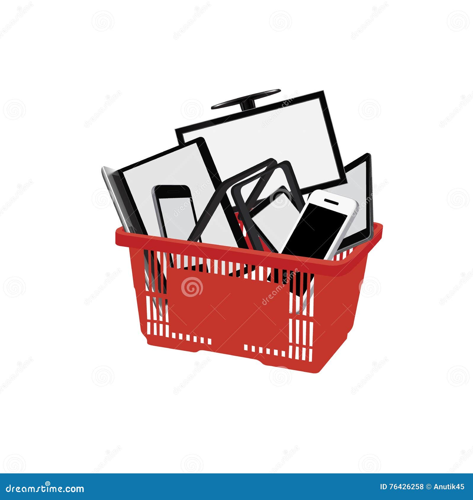 Shopping Cart with Electronics, Flat Style Vector Illustration Stock ...