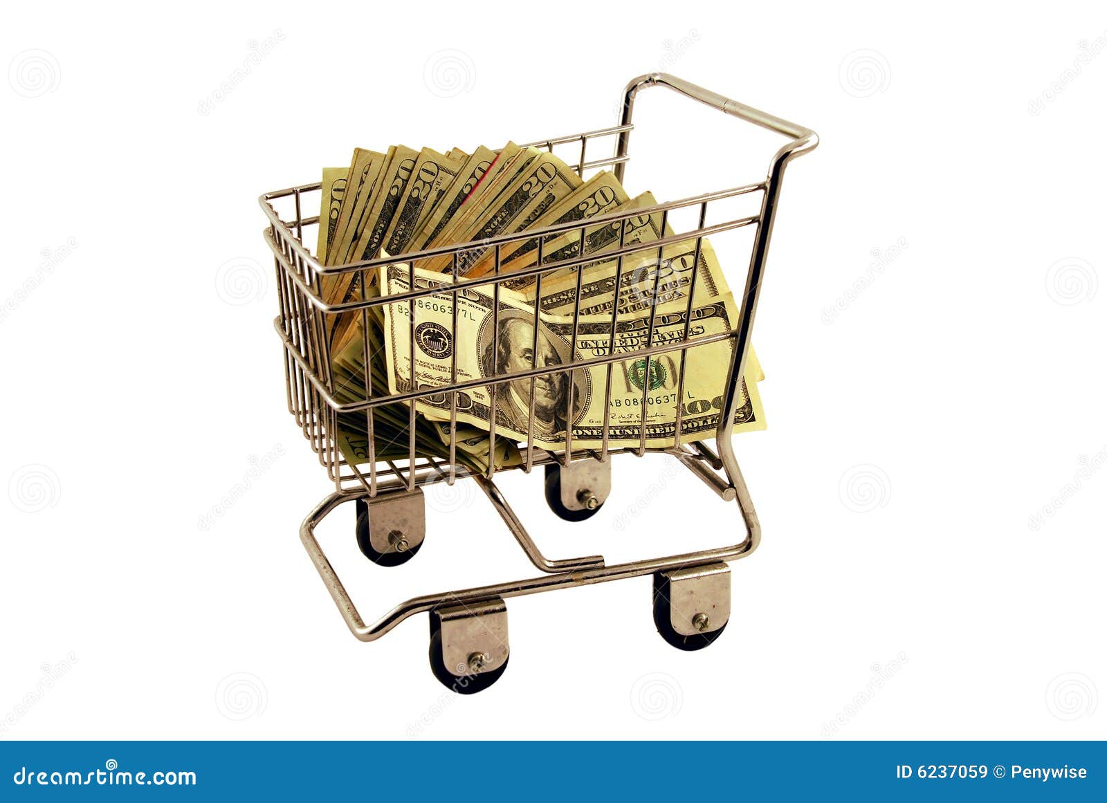 Shopping Cart filled money stock image. Image of grocery - 6237059