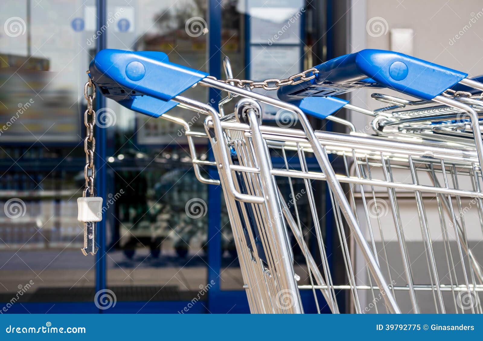 Shopping Cart in Front of a Supermarket Stock Image - Image of customer ...