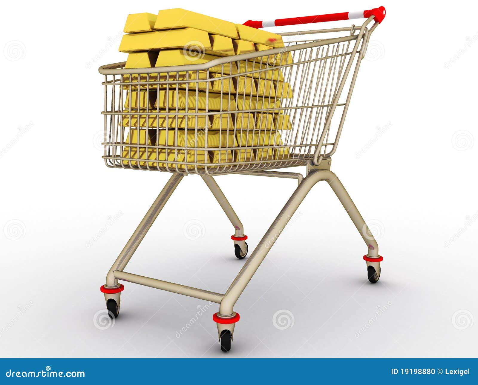 The Shopping Cart with Full Gold Ingots Stock Illustration ...