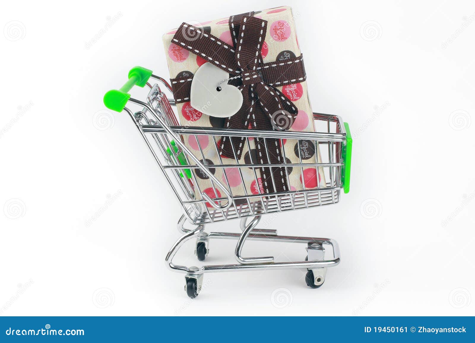 Shopping Cart with Gift Box Stock Image - Image of silver, chrome: 19450161
