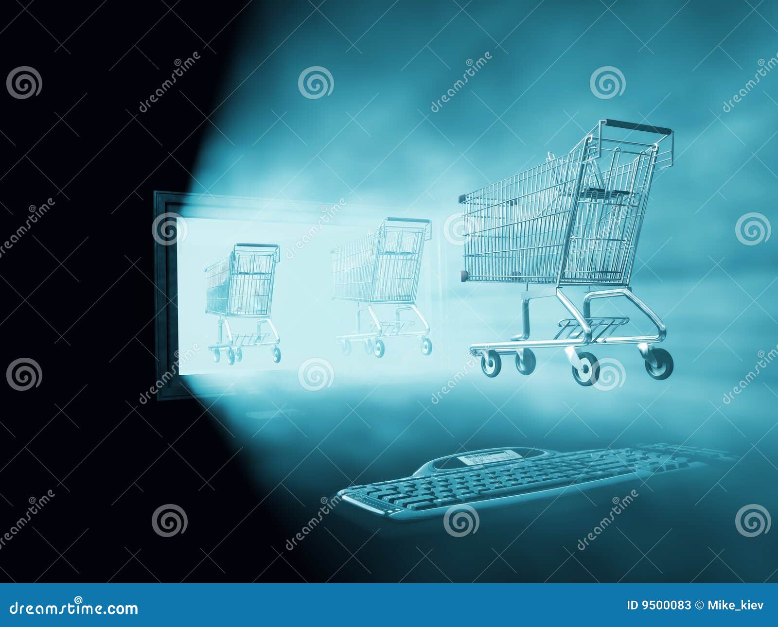 Shopping Cart Go in Computer Stock Illustration - Illustration of cart ...
