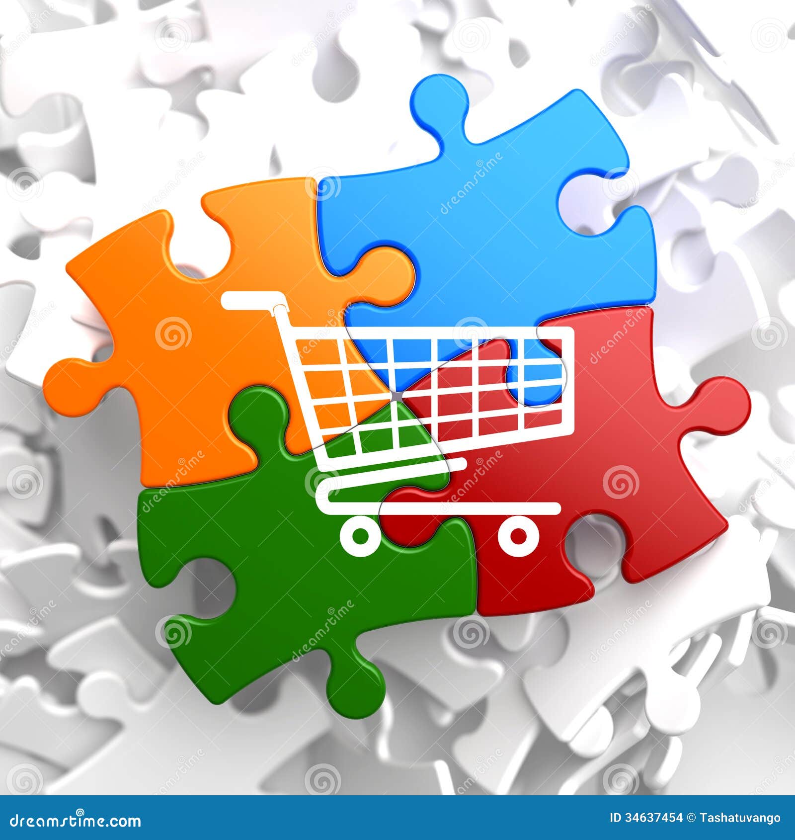 Shopping Cart Icon on Multicolor Puzzle. Stock Illustration ...