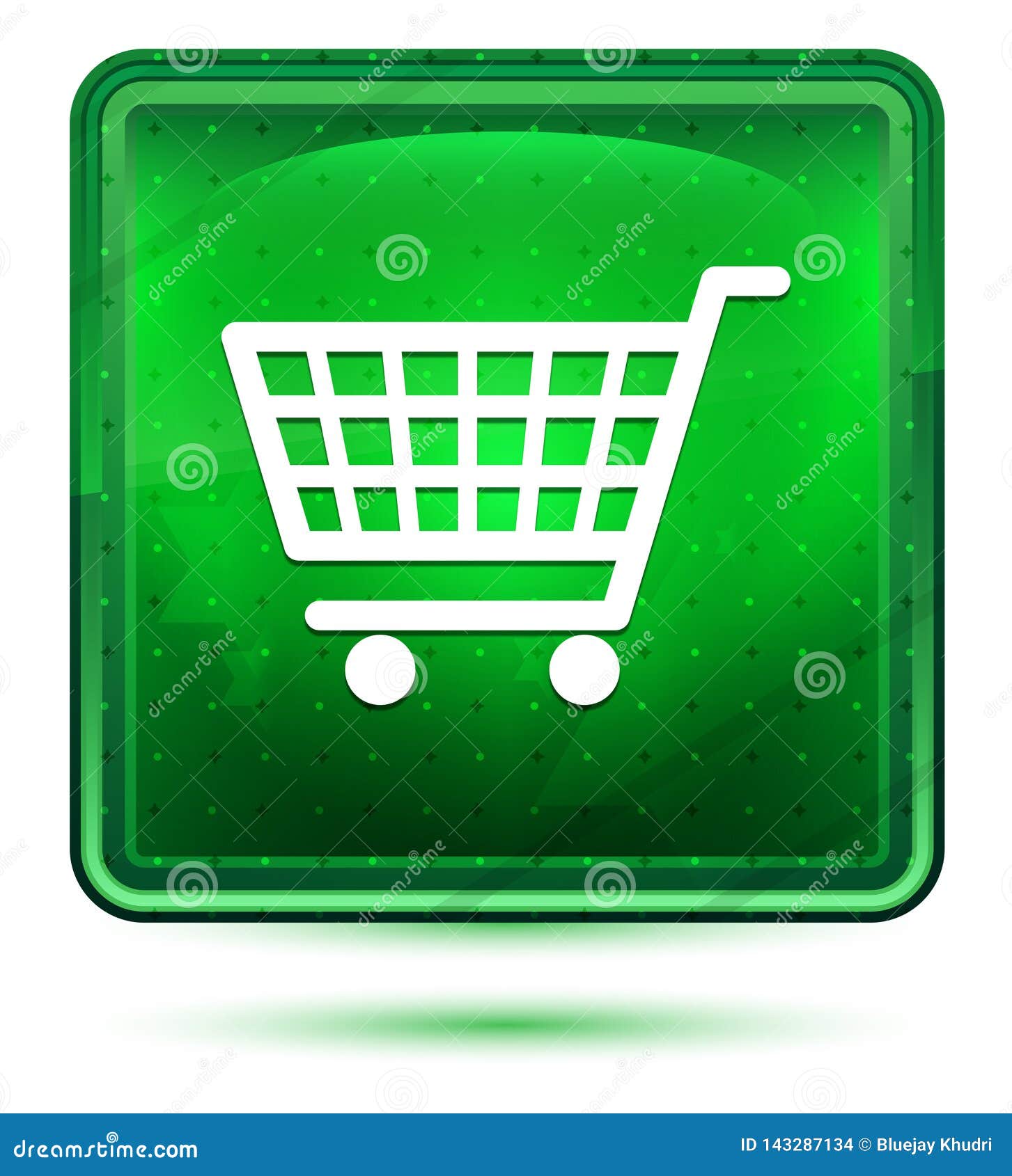 Shopping Cart Icon Neon Light Green Square Button Stock Illustration ...