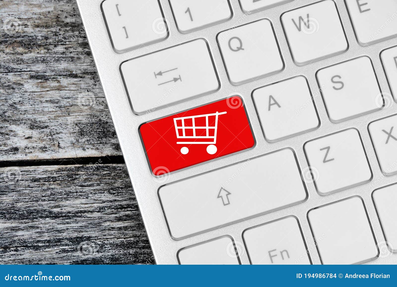 Shopping Cart Illustration on Red Button Computer Keyboard Stock ...