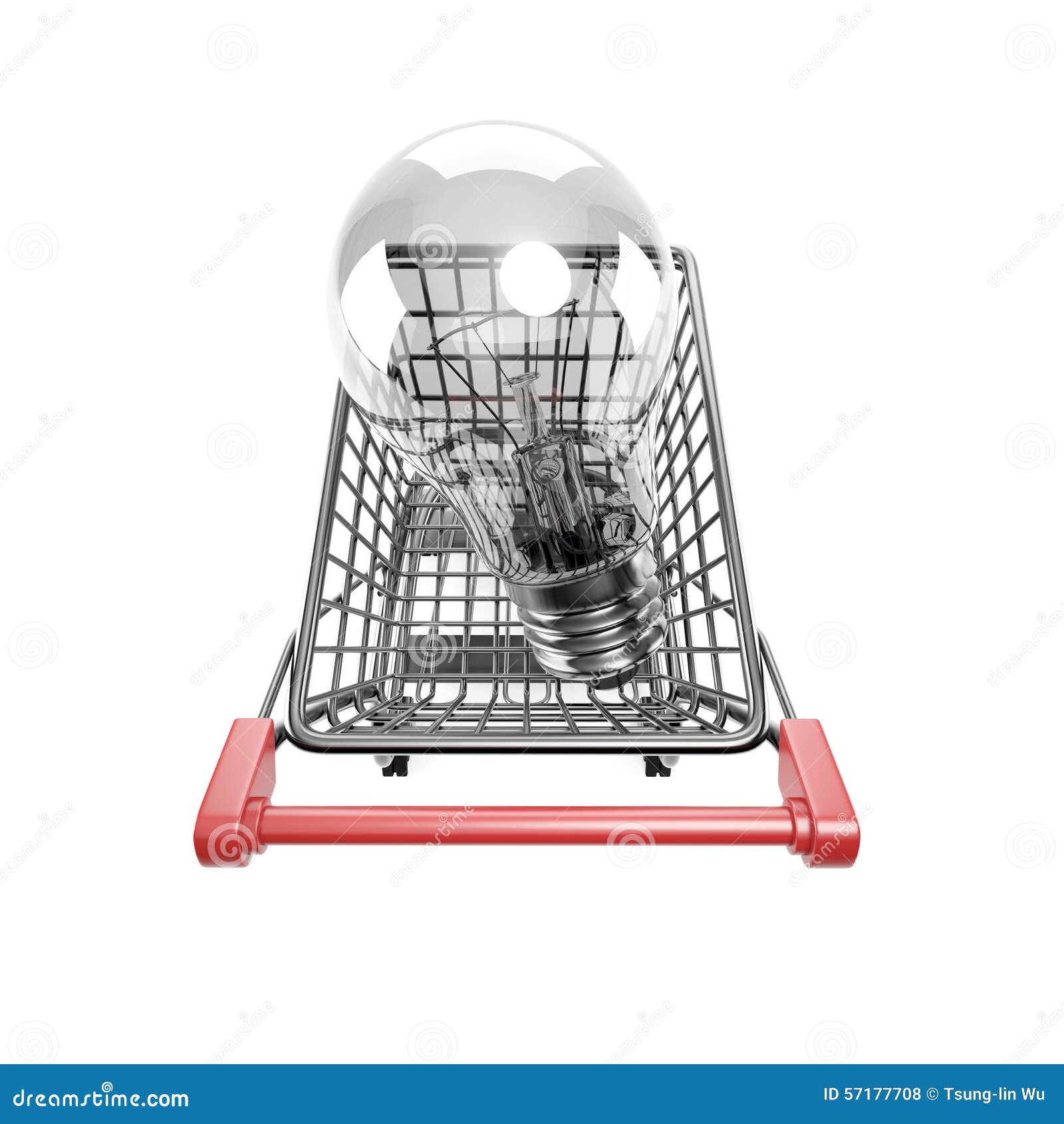 Shopping Cart with Large Light Bulb Stock Illustration - Illustration ...
