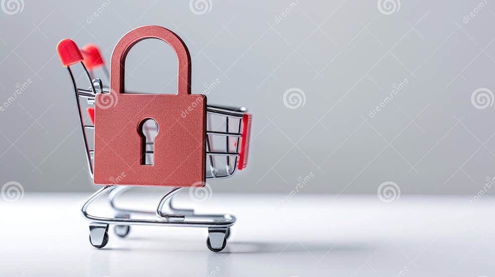 Shopping Cart with Lock Symbolizing E-commerce Security and Consumer ...
