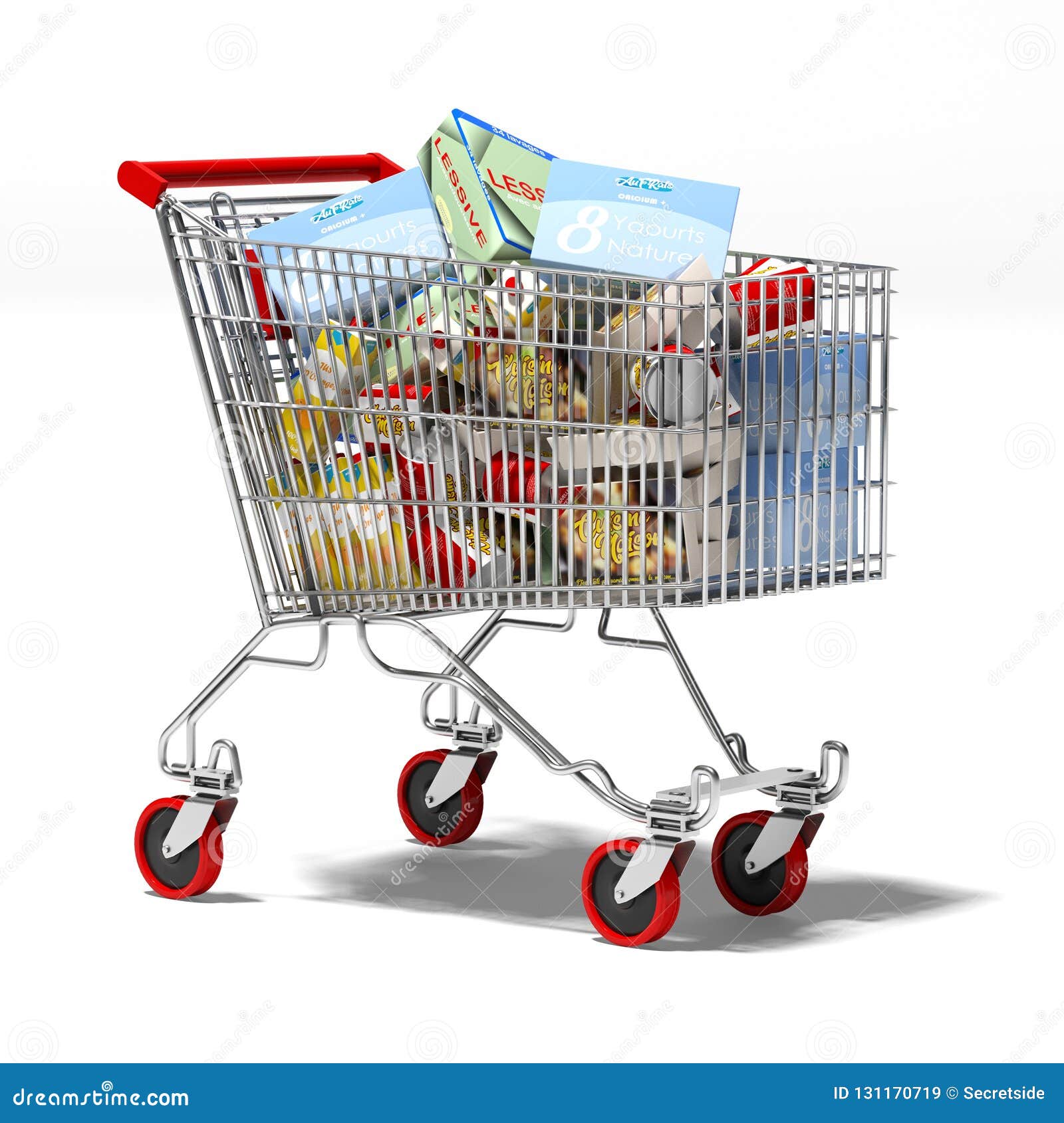 Shopping Cart with Products Inside Stock Illustration - Illustration of ...
