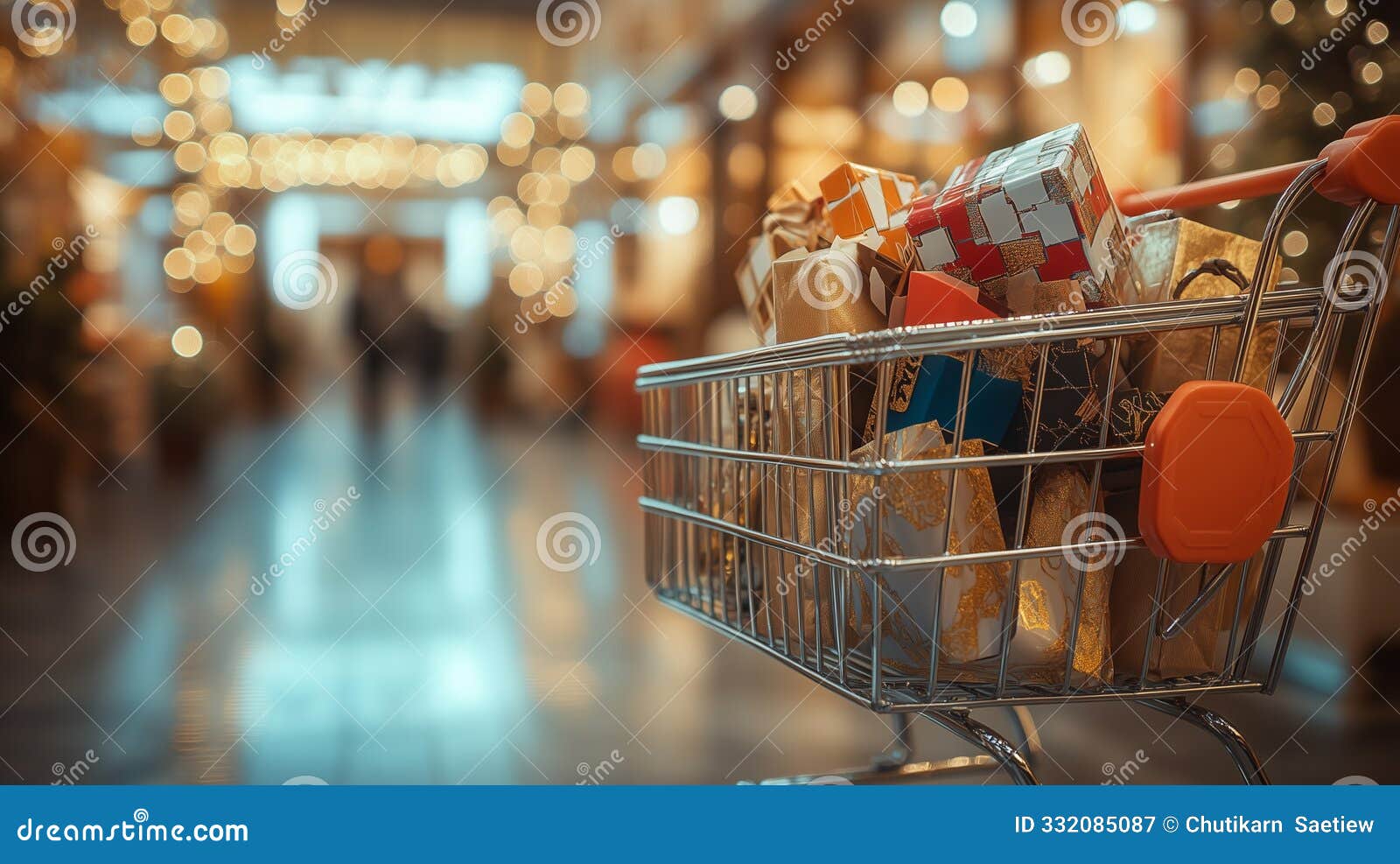 Shopping Cart with Luxury Items in Upscale Mall, AI Generated Stock ...
