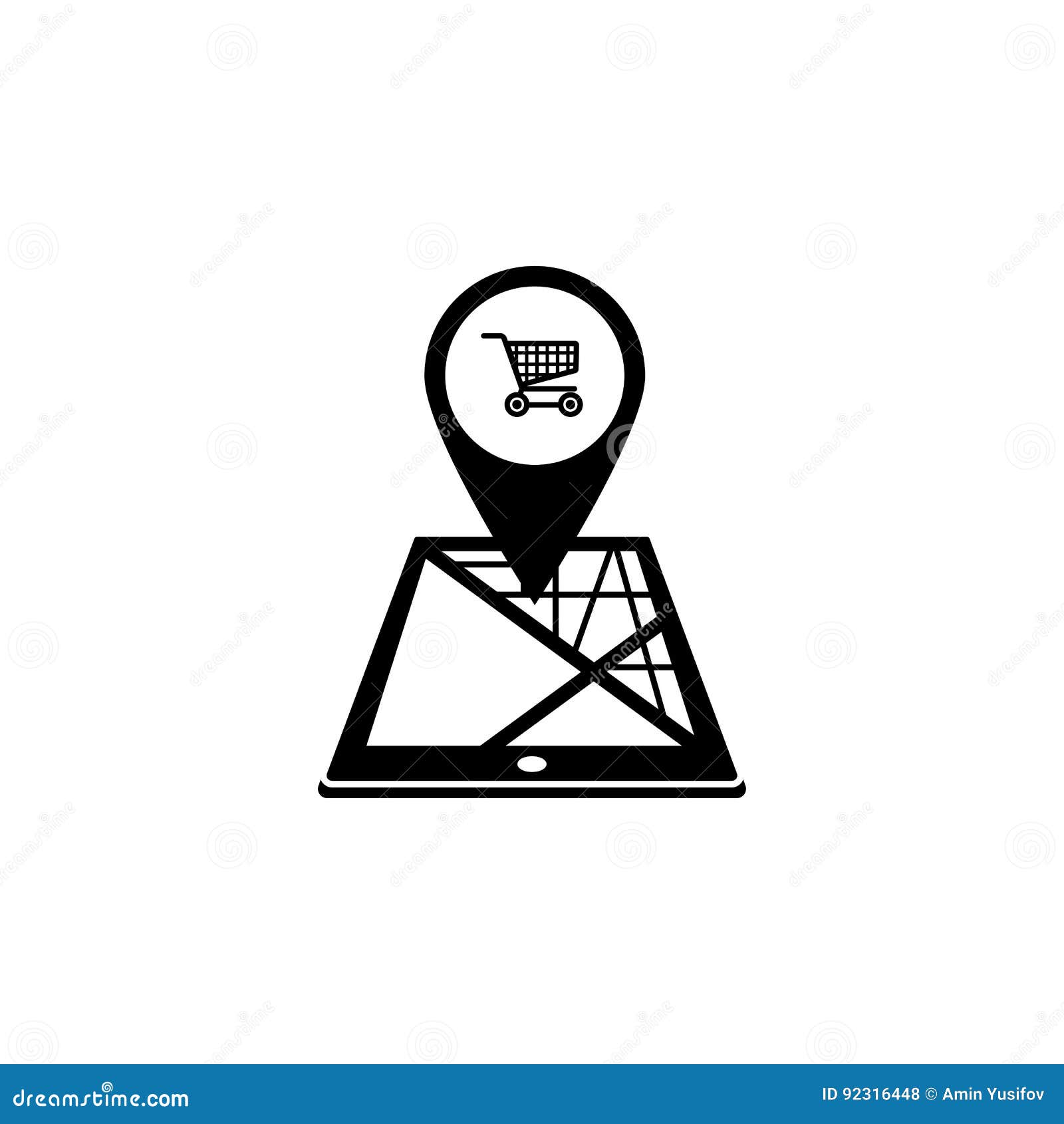 Shopping Cart Map Pointer Solid Icon, Mobile Gps Stock Vector ...