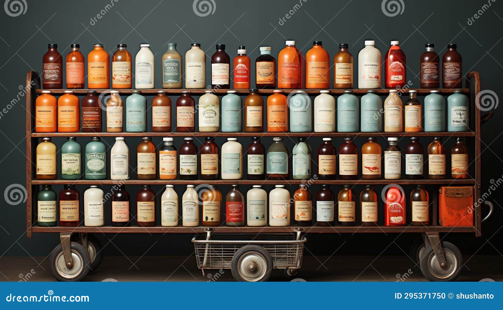 A Shopping Cart Overflowing with Shopping Items Stock Illustration ...