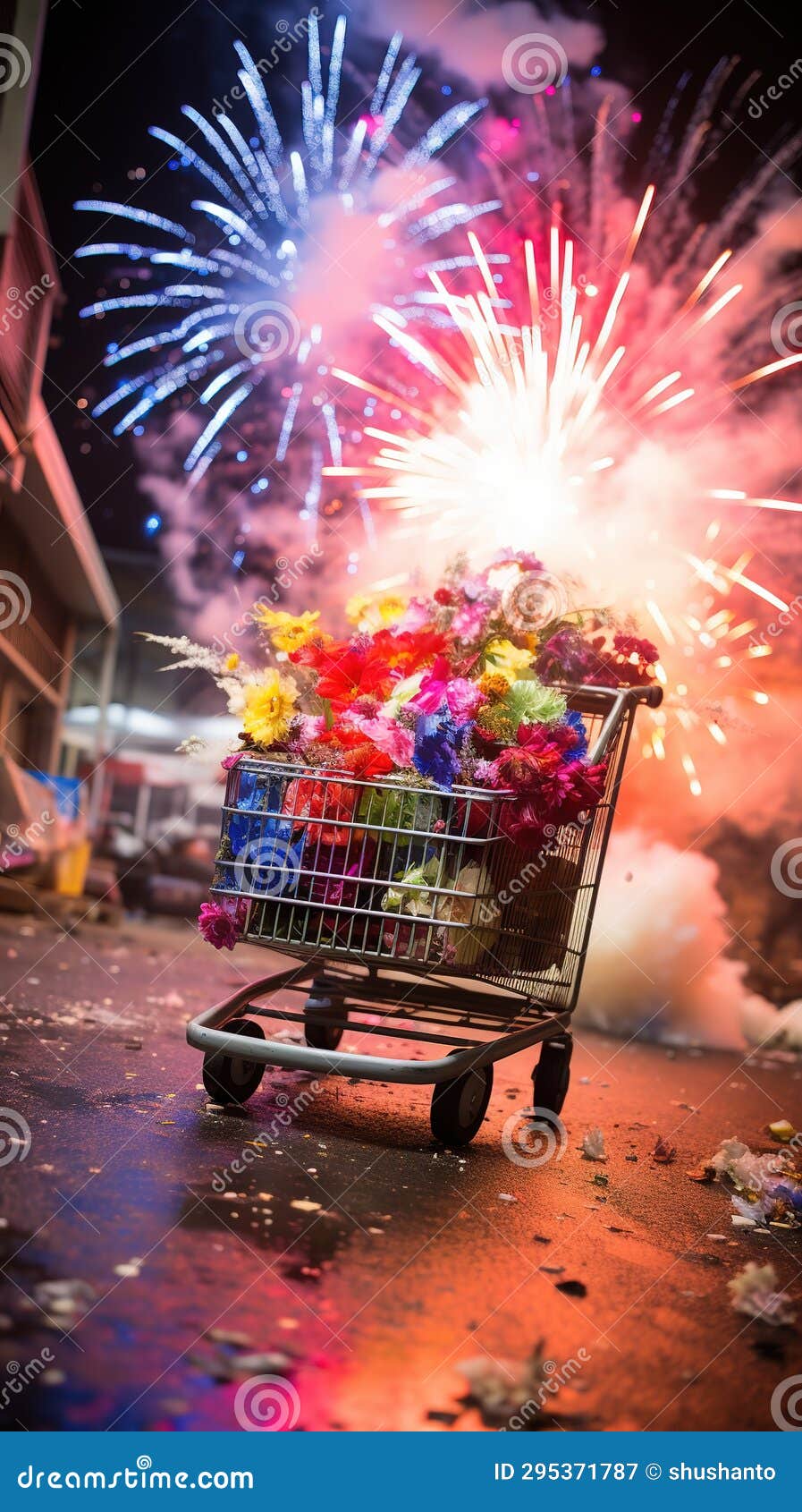 A Shopping Cart Overflowing with Shopping Items Stock Image - Image of ...