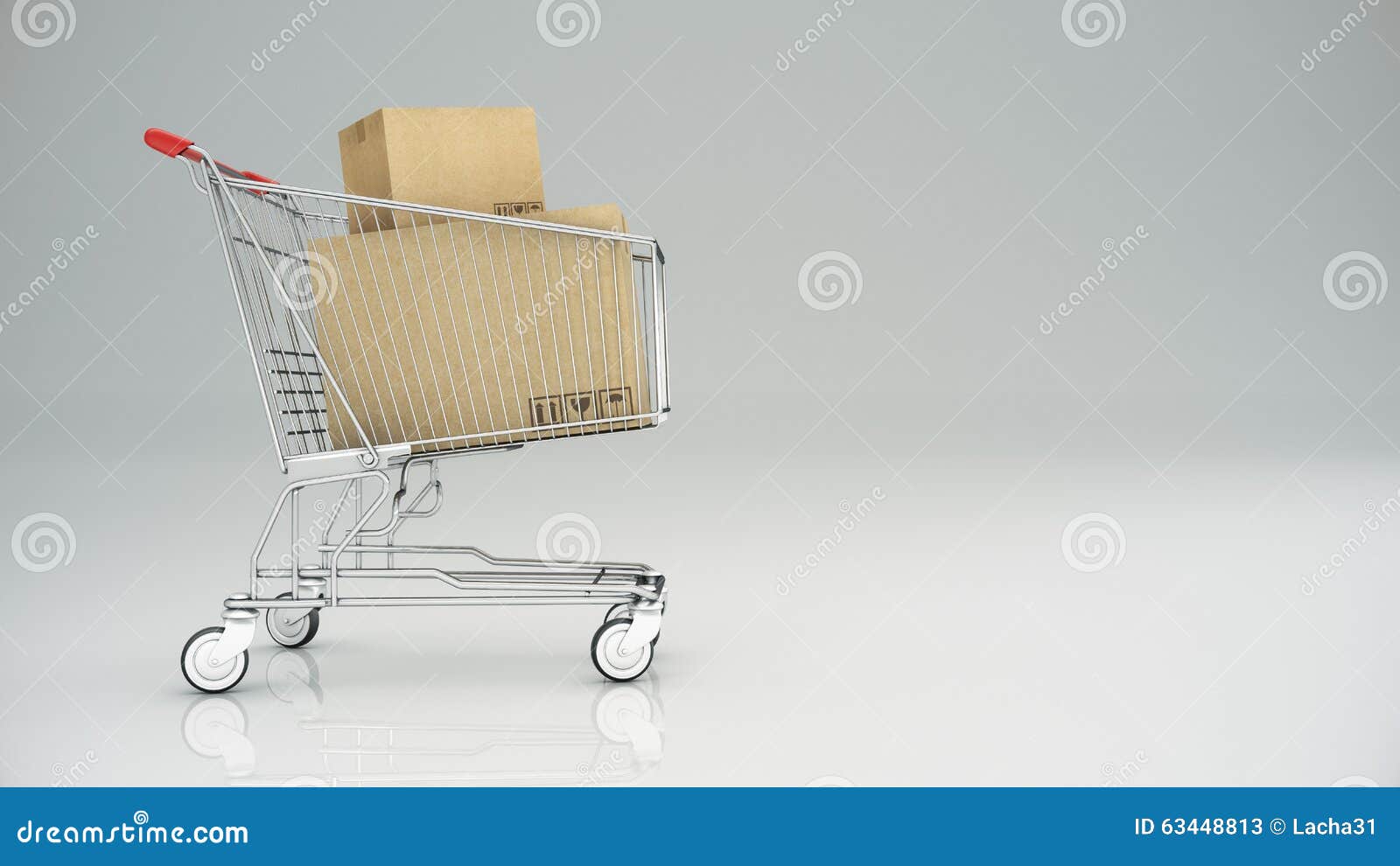 Shopping Cart with Parcel, 3d Stock Illustration - Illustration of ...