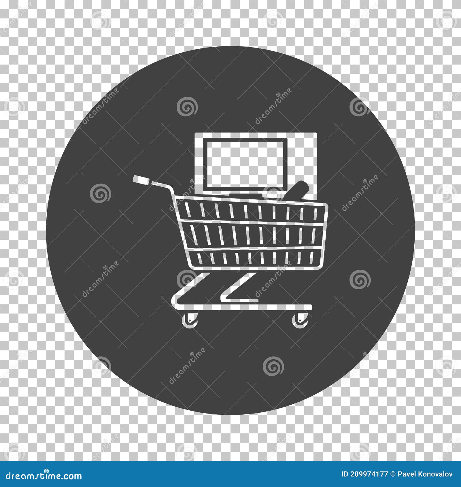 Shopping Cart with PC Icon stock vector. Illustration of shop - 209974177