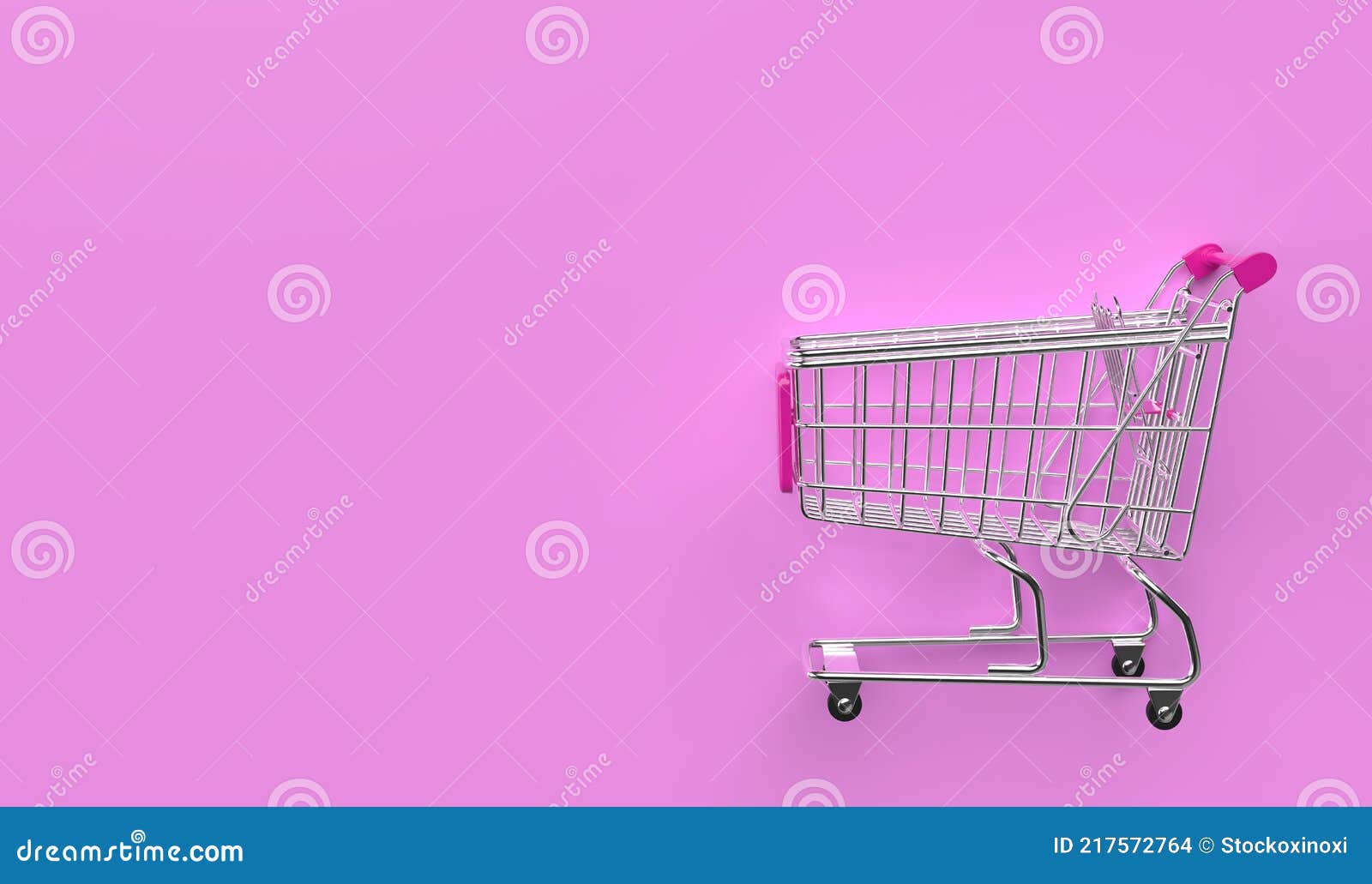 Shopping Cart with Pink Color 3D Rendering Stock Illustration ...