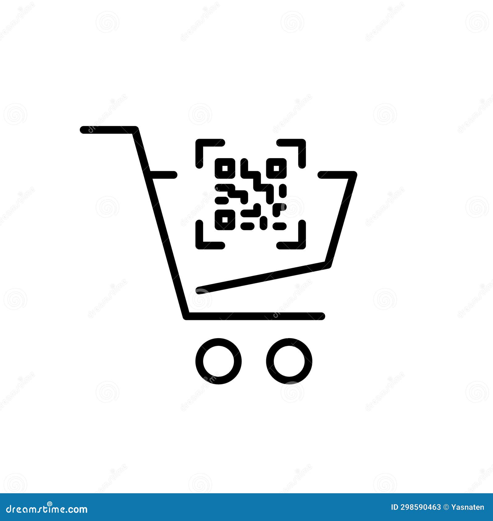 Shopping Cart and Qr Code. Pixel Perfect, Editable Stroke Stock ...