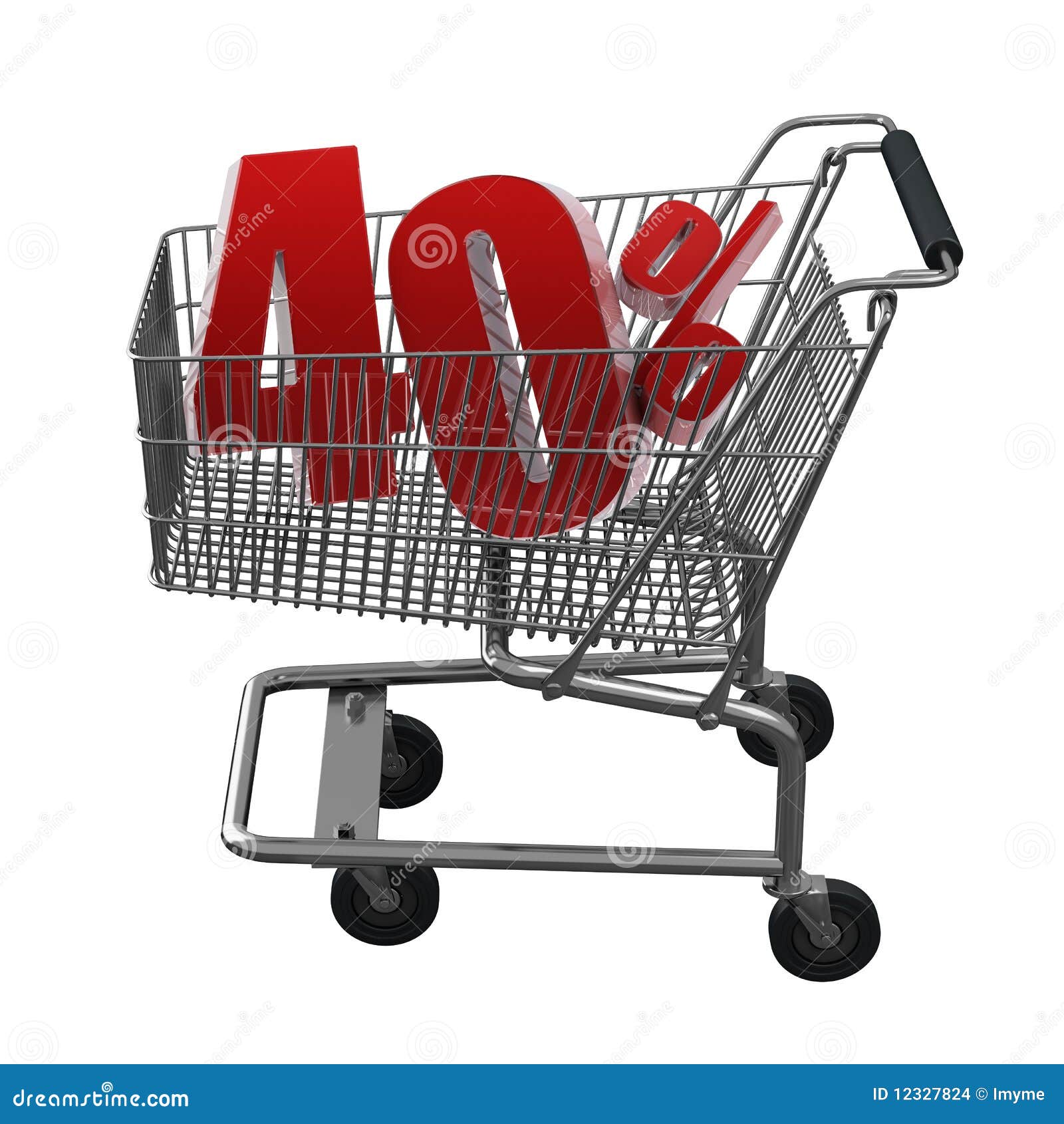 Shopping Cart with Red Discount Stock Illustration - Illustration of ...