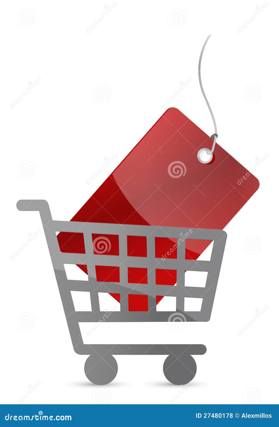 Shopping cart and red tag stock illustration. Illustration of ideas ...