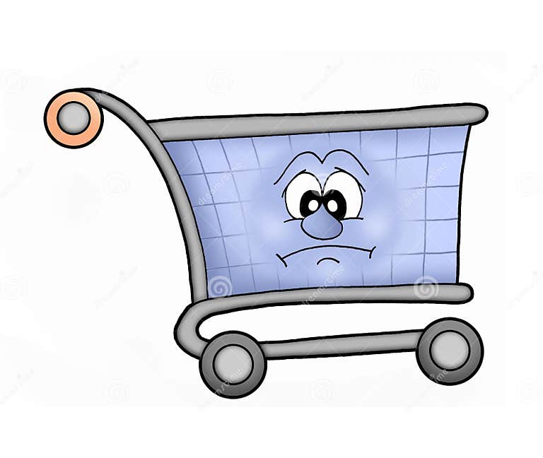 Shopping cart sad stock illustration. Illustration of cartoon - 5662438