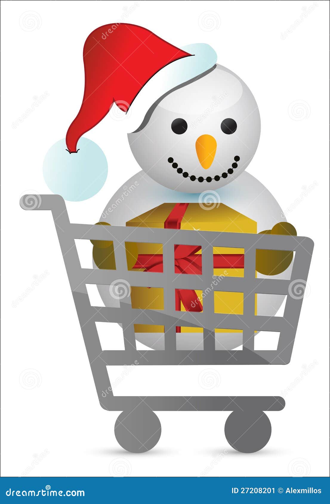 Shopping Cart with Snowman Illustration Design Stock Illustration ...