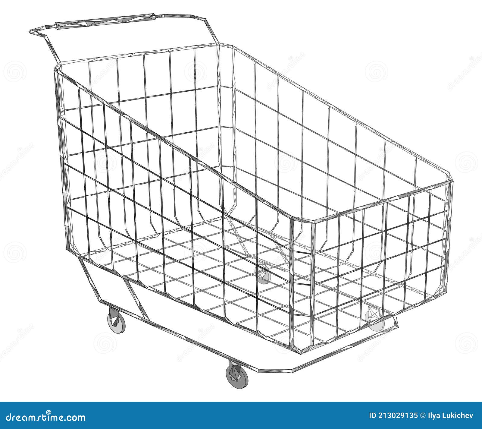 Shopping cart on wheels. stock vector. Illustration of metallic - 213029135