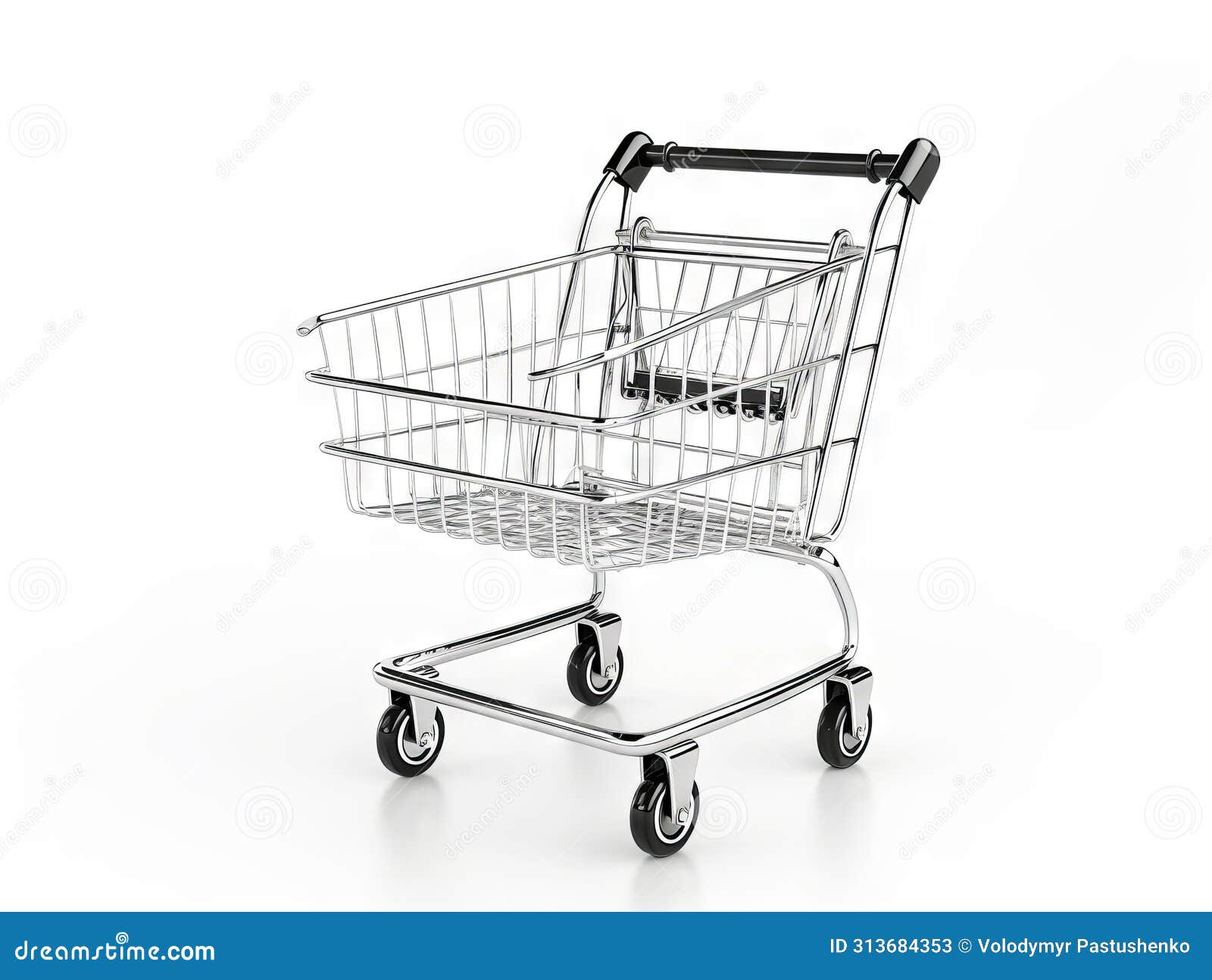 A Shopping Cart on Wheels on a White Background Stock Image - Image of ...