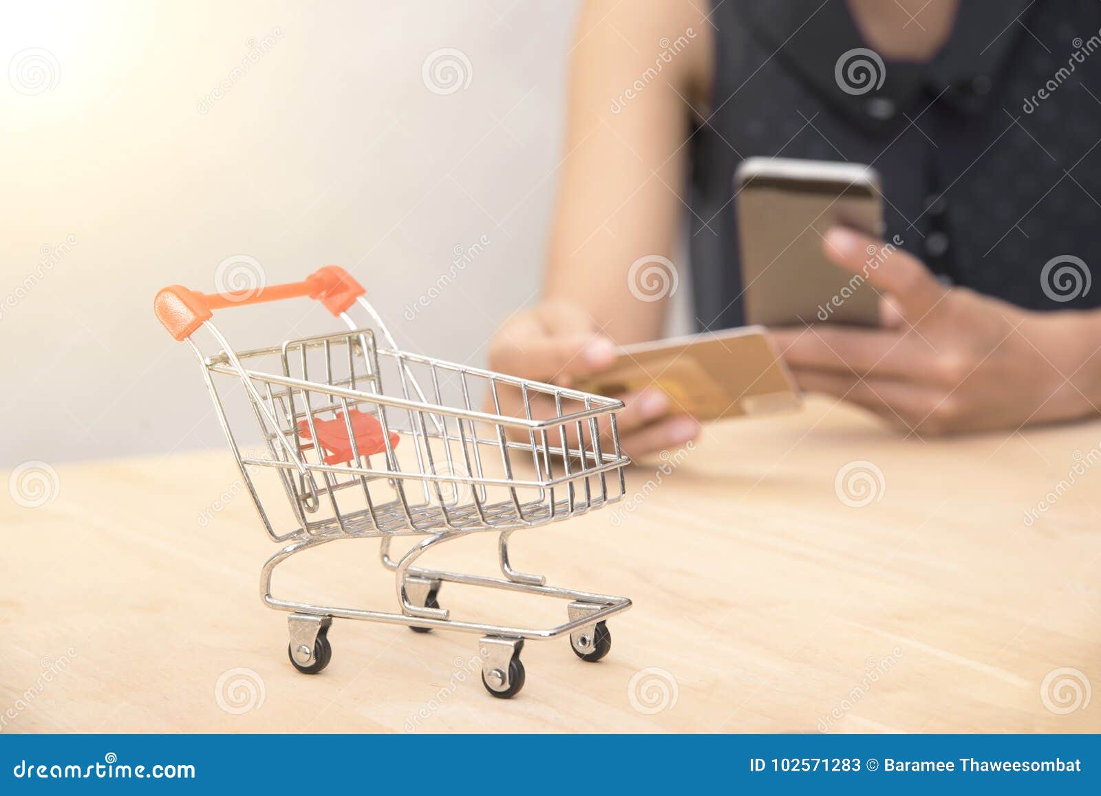 Shopping Cart on Wood Table. Concept Shopping Online Stock Image ... Shopping Cart on Wood Table. Concept Shopping Online Stock Image ...