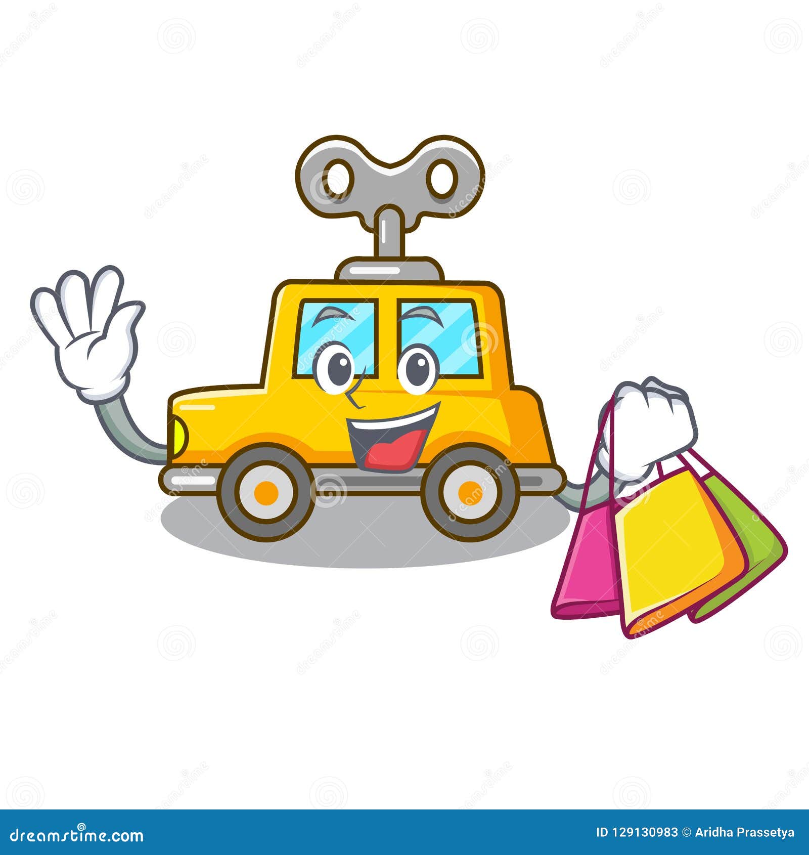 Shopping Cartoon Clockwork Toy Car in Table Stock Vector - Illustration ...