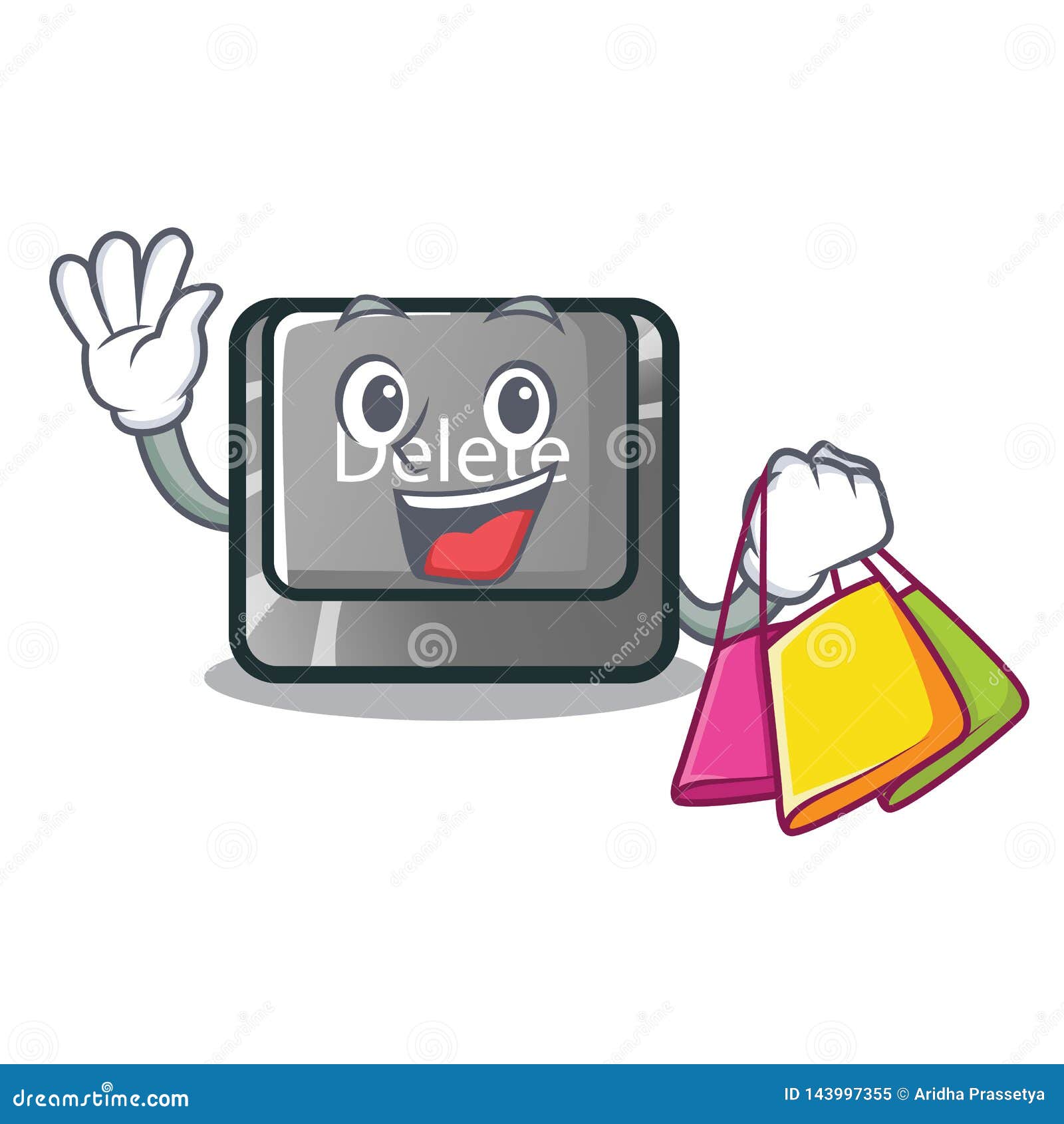 Shopping Cartoon Delete Button Located on Keyboard Stock Vector ...