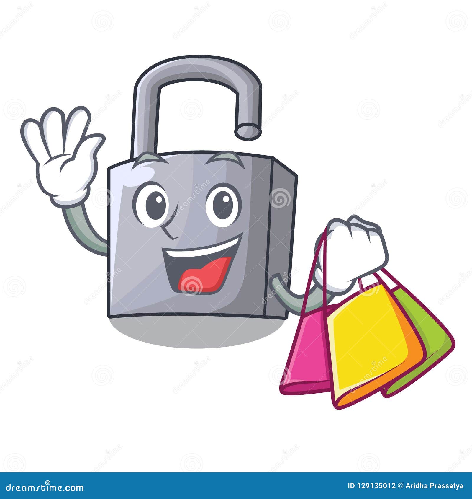 Shopping Cartoon Unlocked Padlock on the Table Stock Vector ...