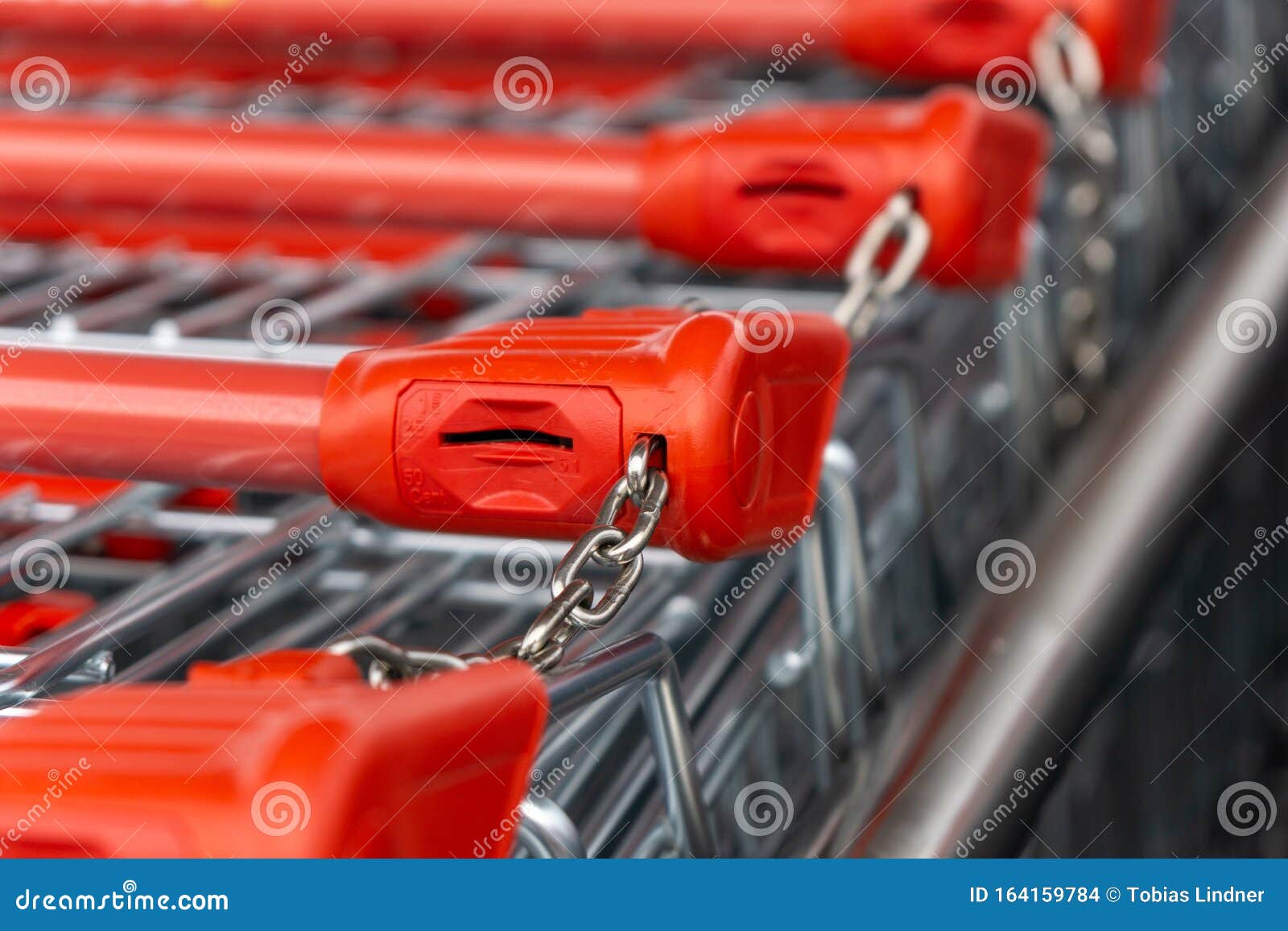 Shopping Carts - Handle with Lock Stock Photo - Image of metal, cart ...