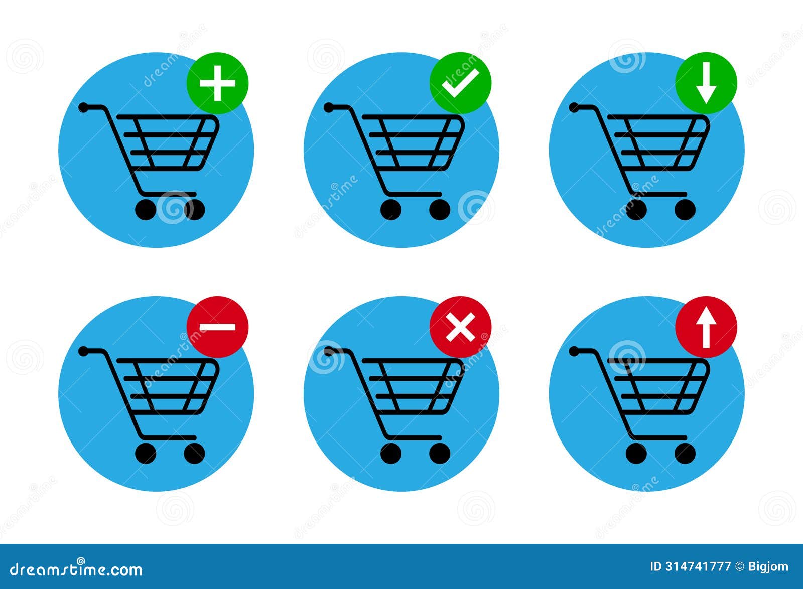 Shopping Carts Icon Collection (add, Remove) Simple Flat Design for App ...