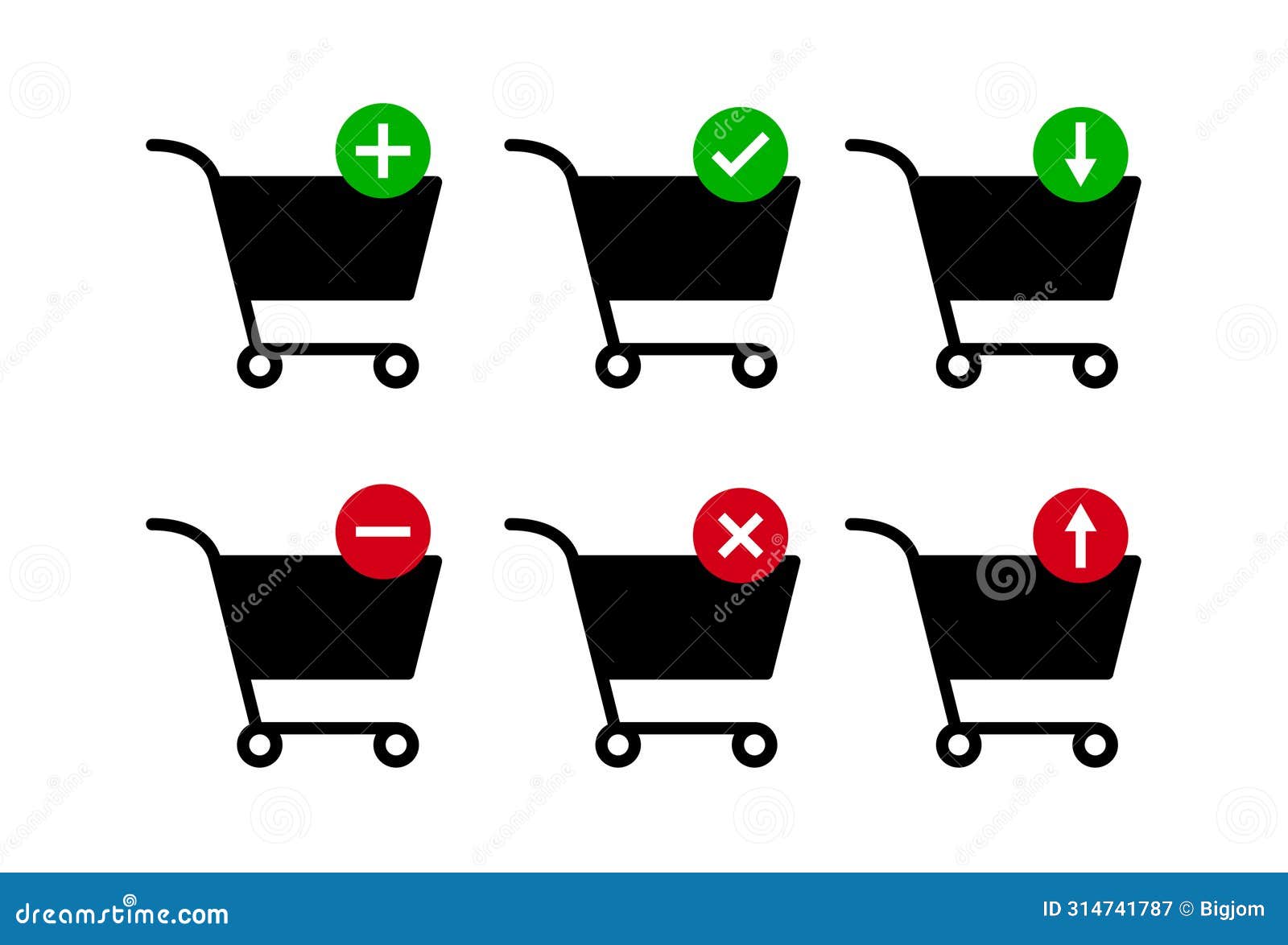 Shopping Carts Icon Collection (add, Remove) Simple Flat Design for App ...